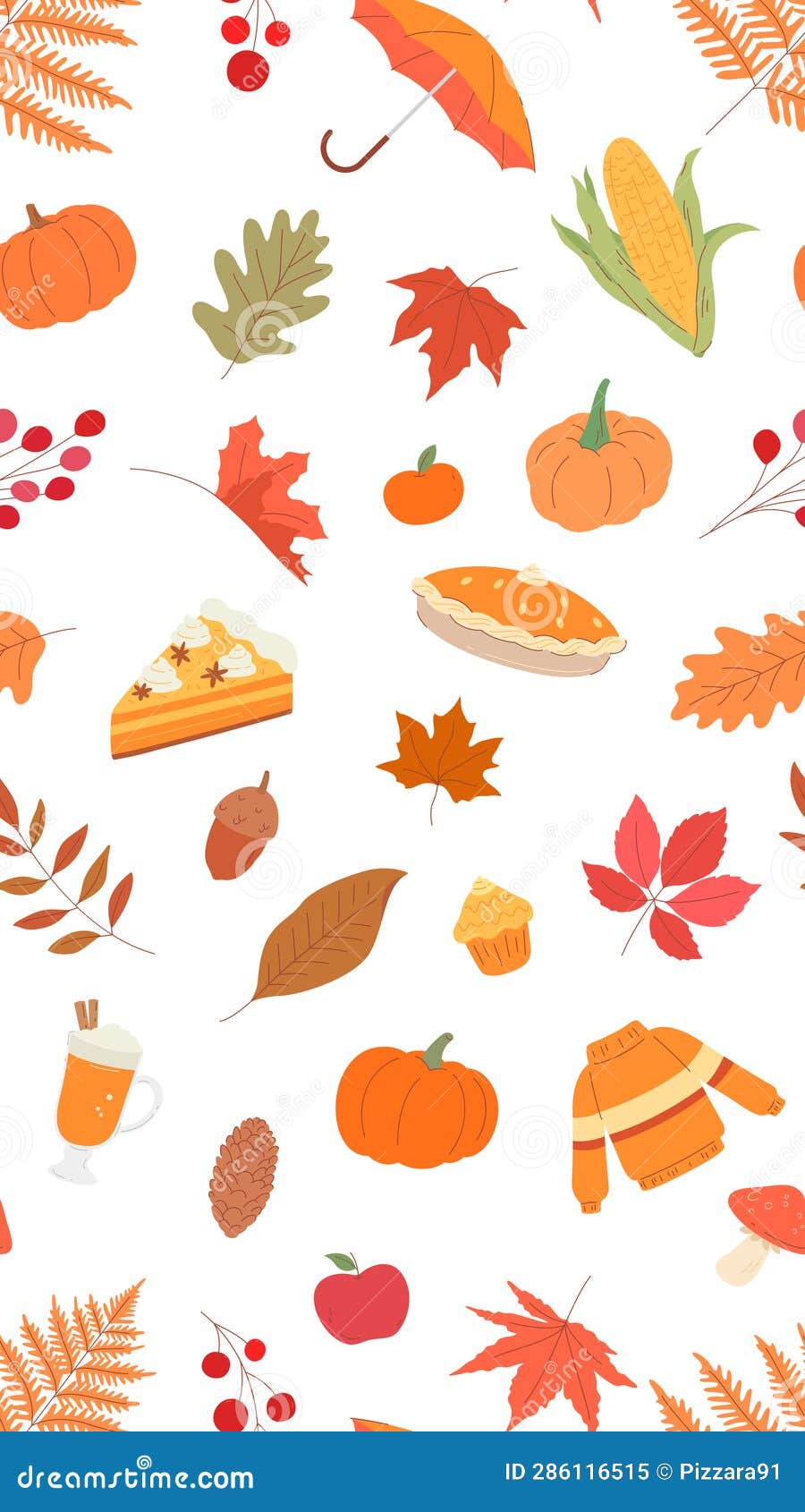 Autumn Season Elements Seamless Pattern Vector Stock Vector ...
