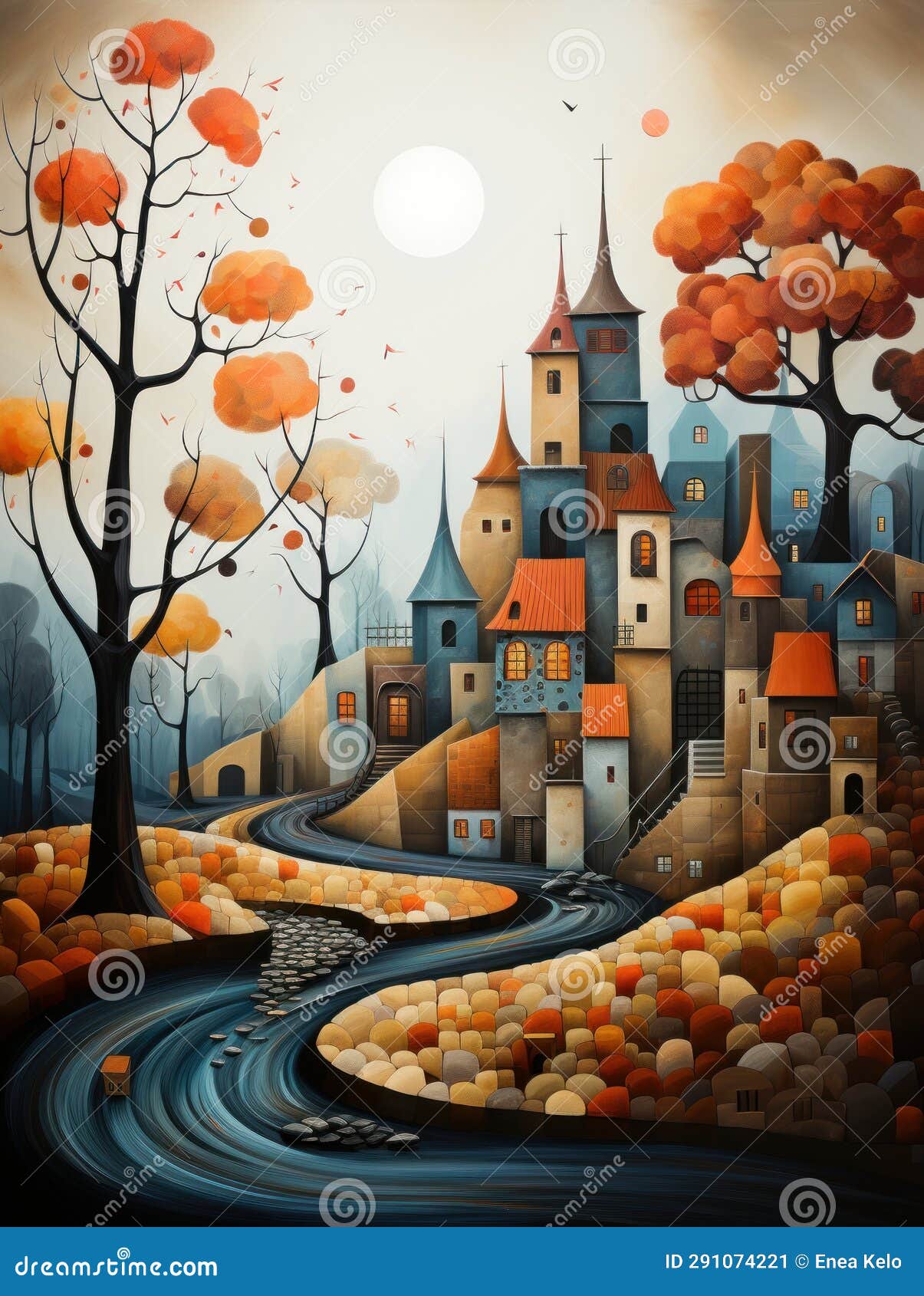 Autumn Season Mysterious Surrealism Stock Illustration - Illustration ...