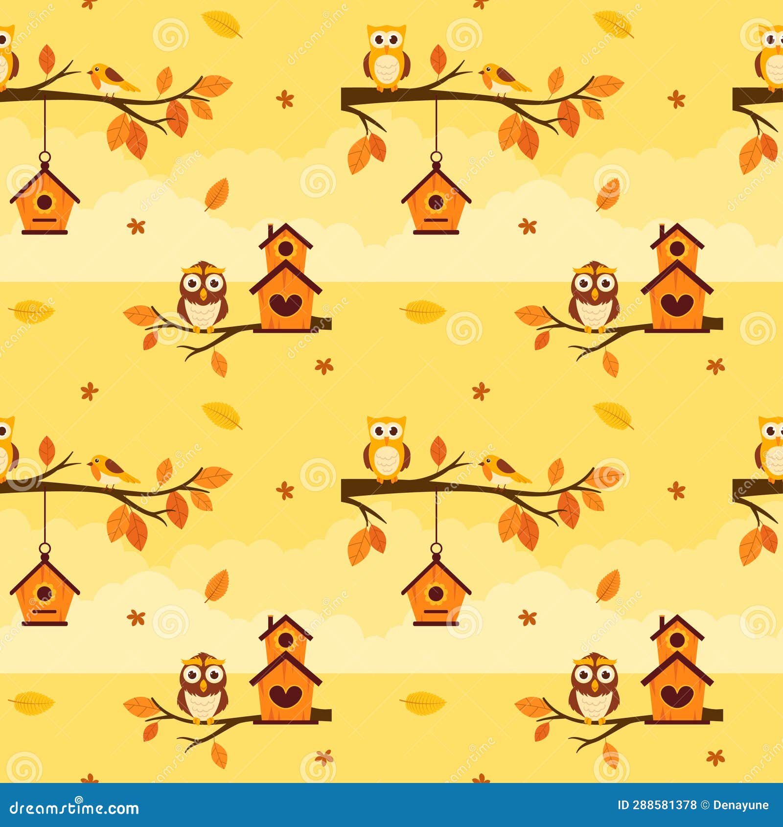 Autumn Season Seamless Pattern Design with Fall Elements in Template ...