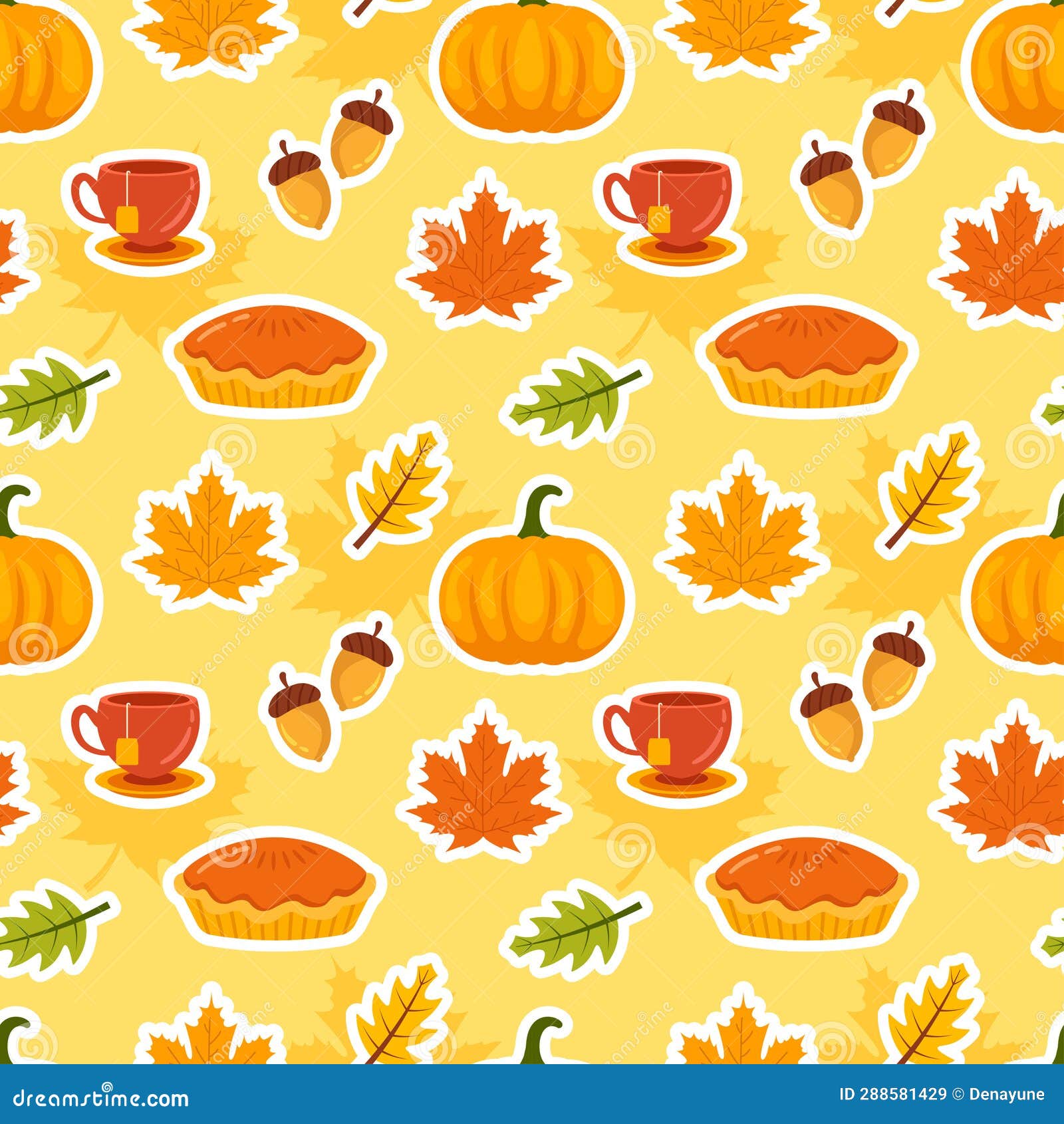 Autumn Season Seamless Pattern Design with Fall Elements in Template ...