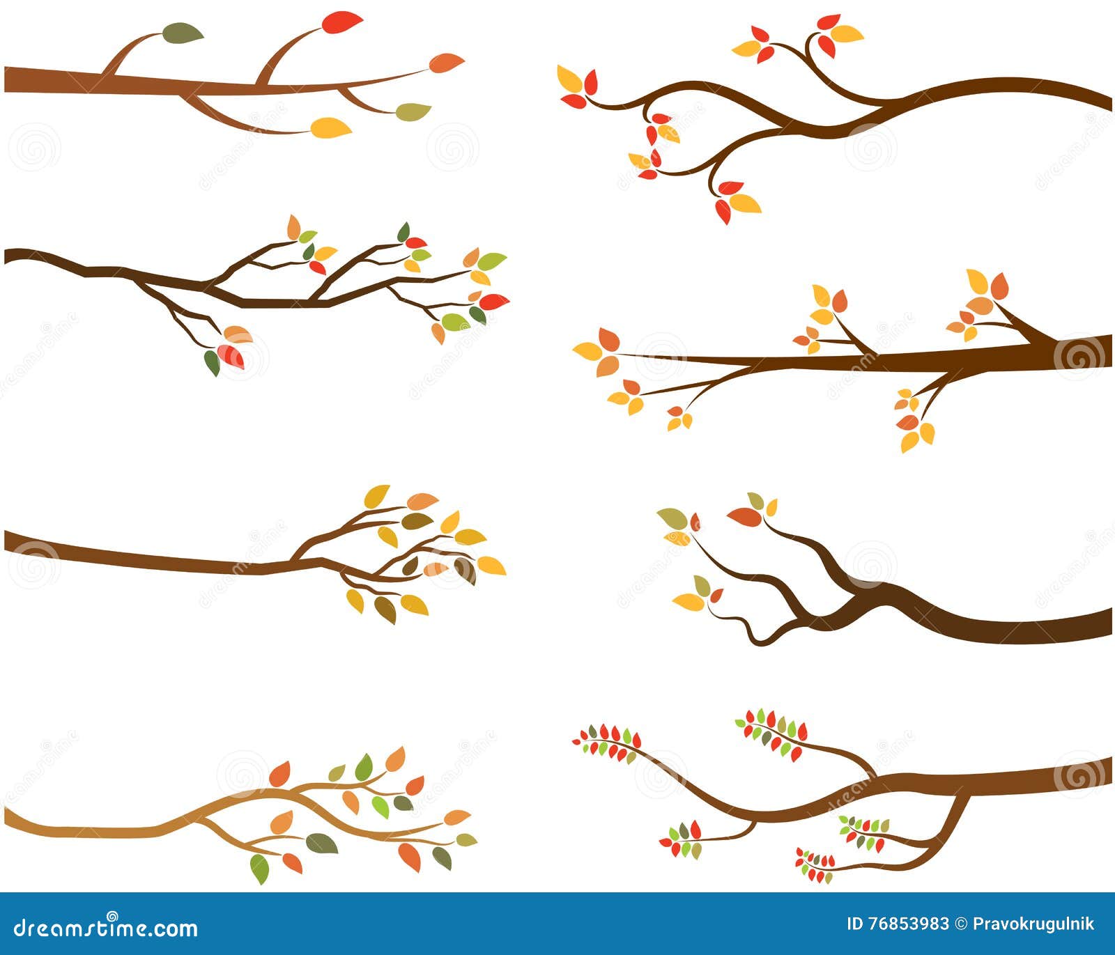Autumn Set of Tree Branch Silhouettes Stock Vector - Illustration of ...