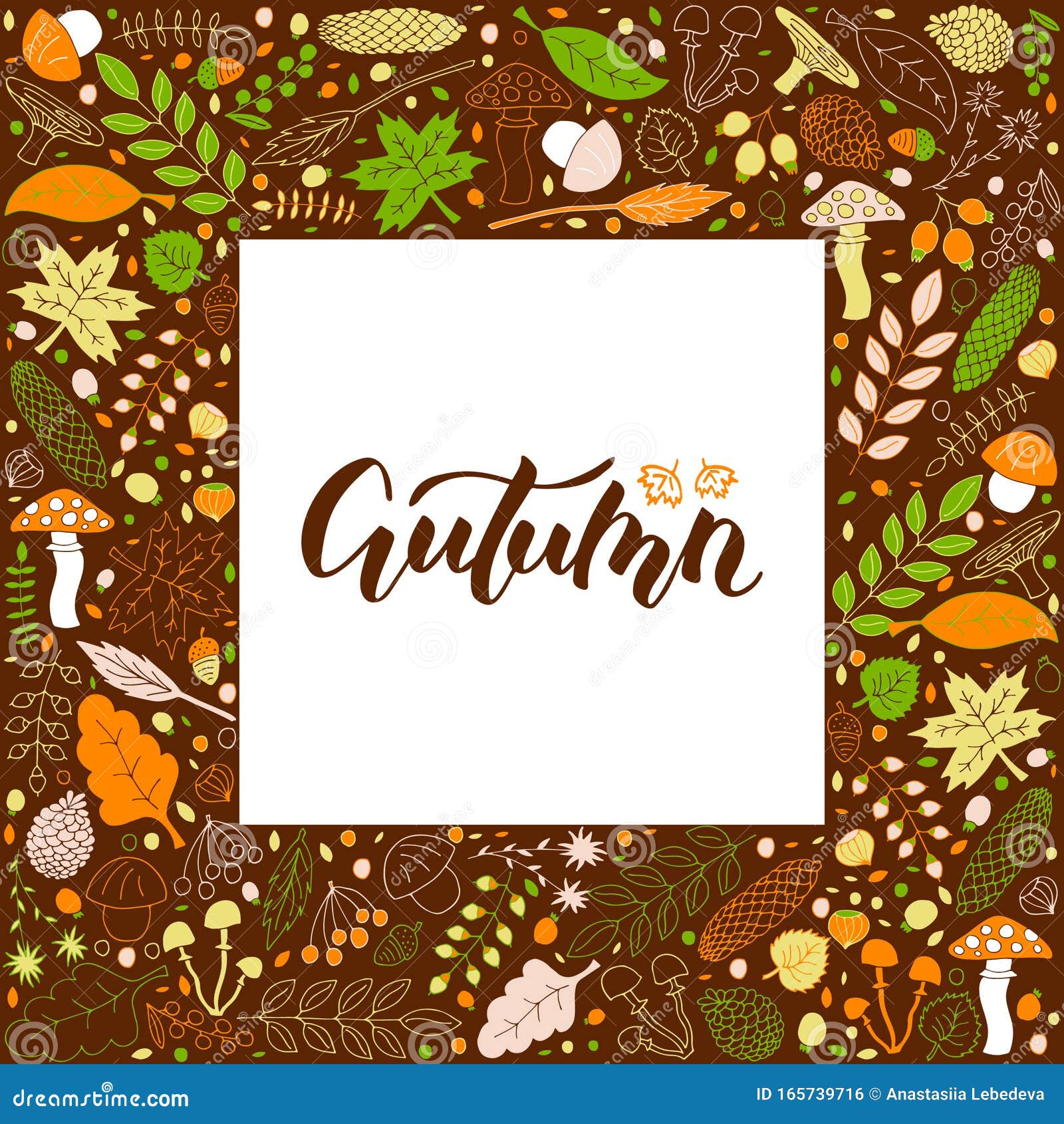 Autumn Objects Hand Drawn Frame with Lettering Stock Vector ...