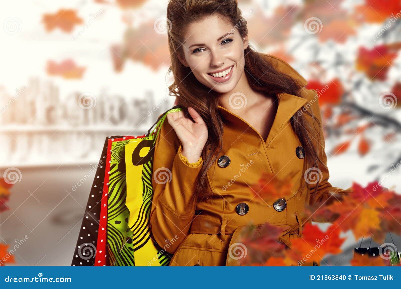 Autumn shopping stock photo. Image of lifestyle, girl - 21363840