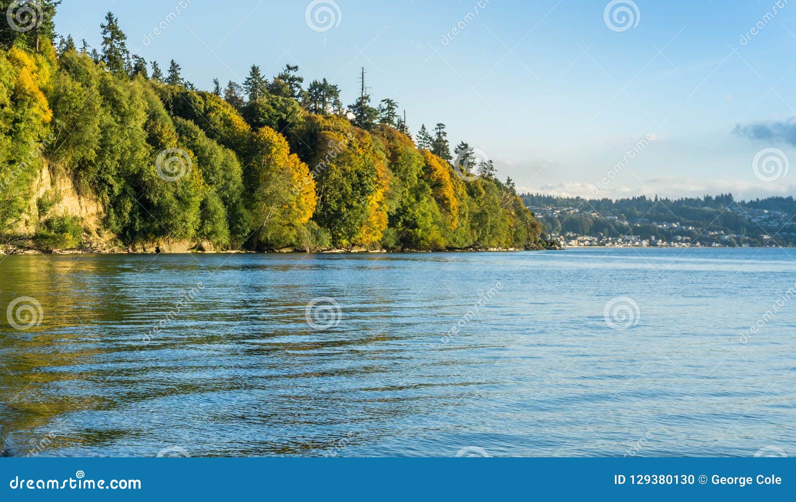 Autumn Shoreline Scene 3 stock photo. Image of seasons - 129380130
