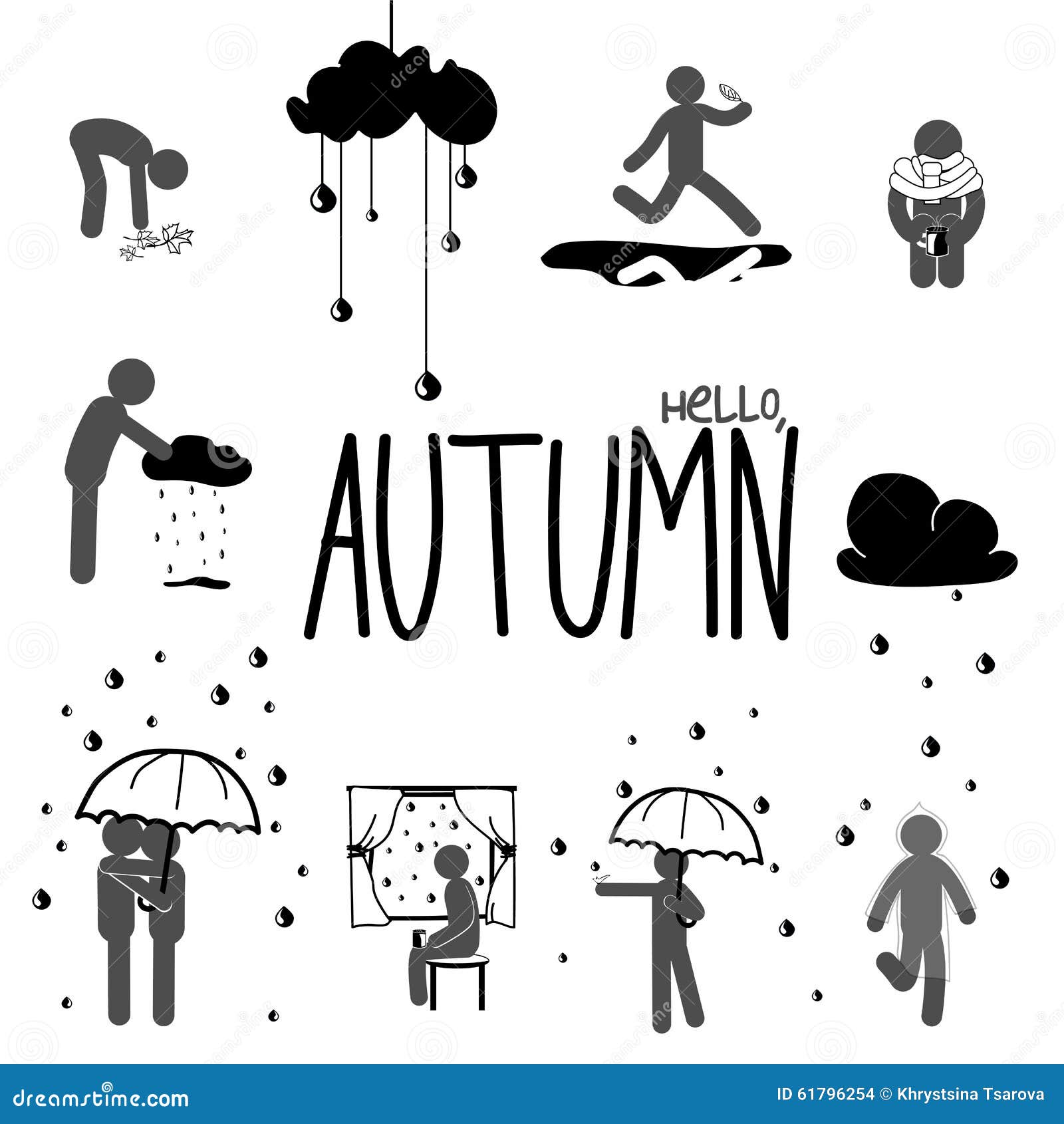 Autumn stick man set stock vector. Illustration of kiss - 61796254