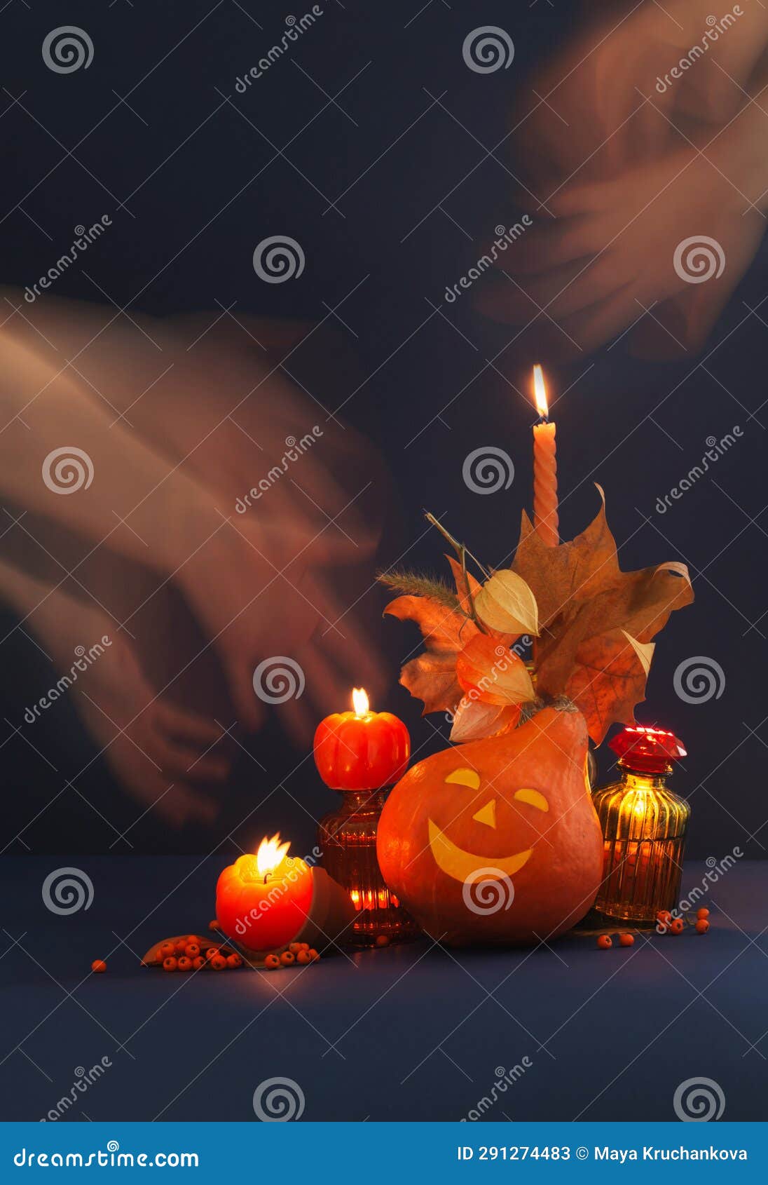 Autumn Still Life on Dark Blue Background Stock Image - Image of life ...