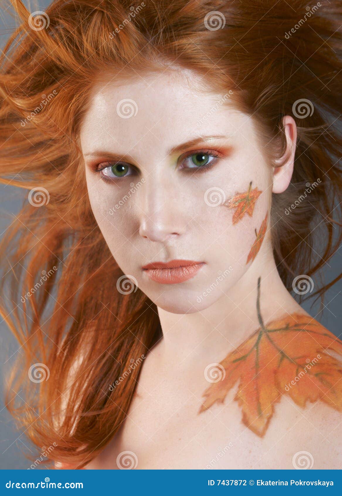 Autumn style face-art stock photo. Image of female, attractive - 7437872