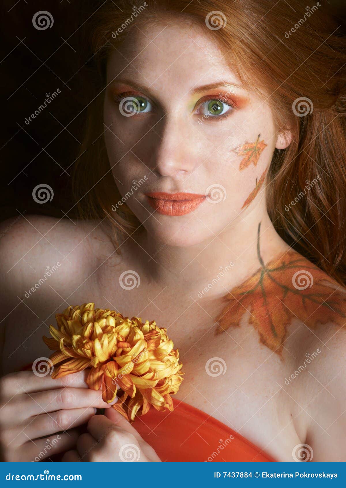 Autumn style face-art stock photo. Image of elegance, decoration - 7437884