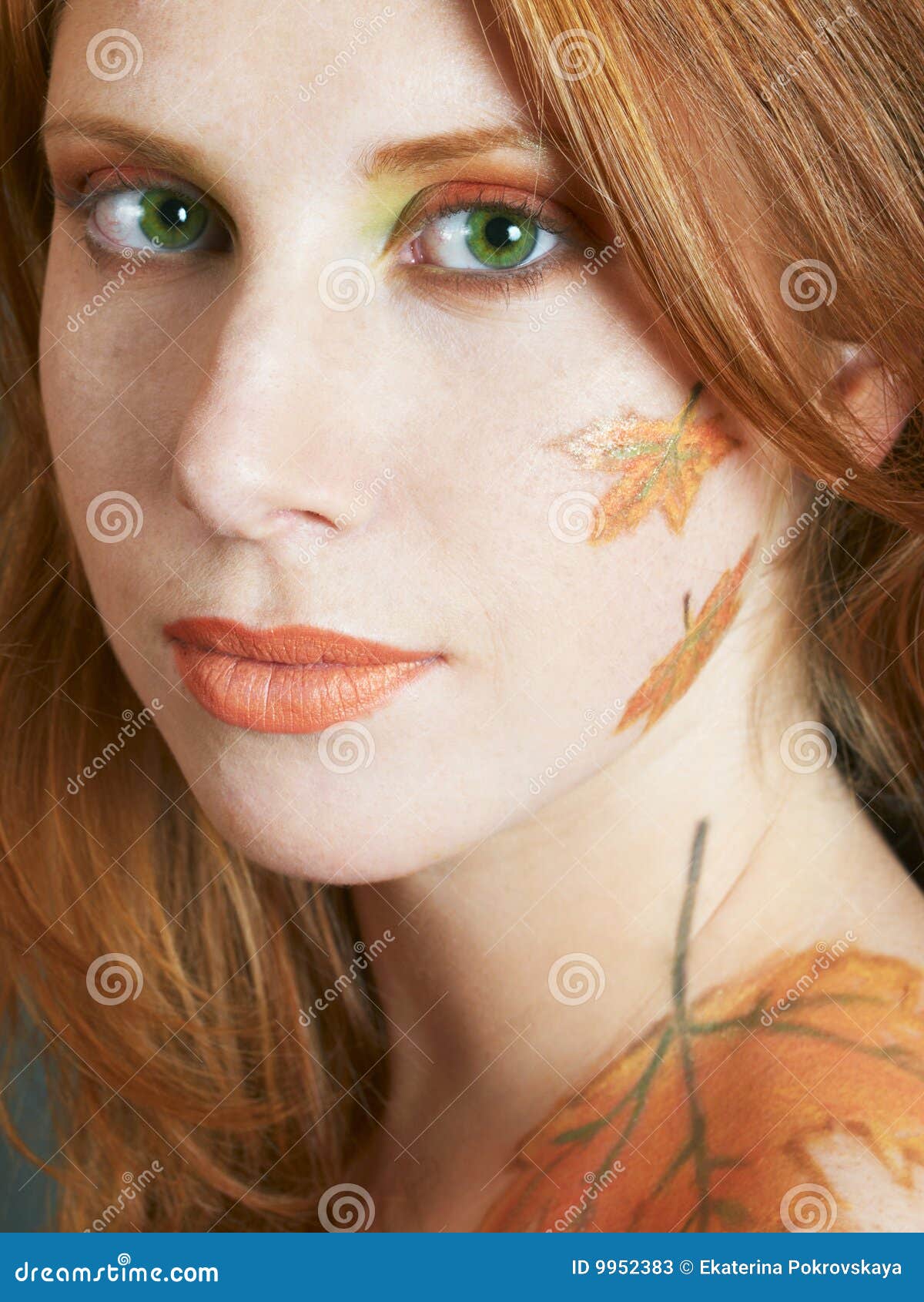 Autumn style face-art stock image. Image of adult, colorful - 9952383