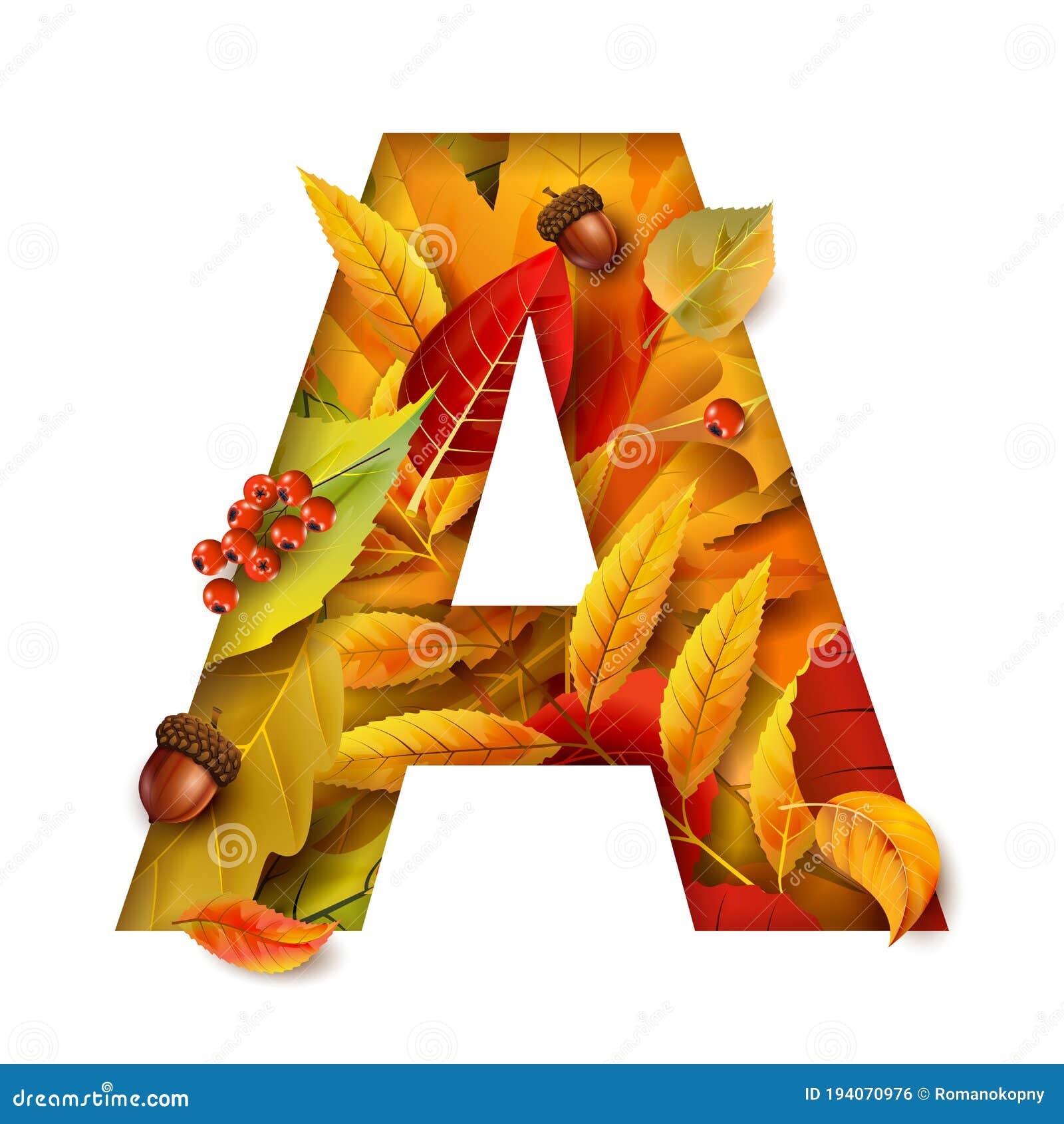 Autumn Stylized Alphabet. Letter a Stock Vector - Illustration of ...