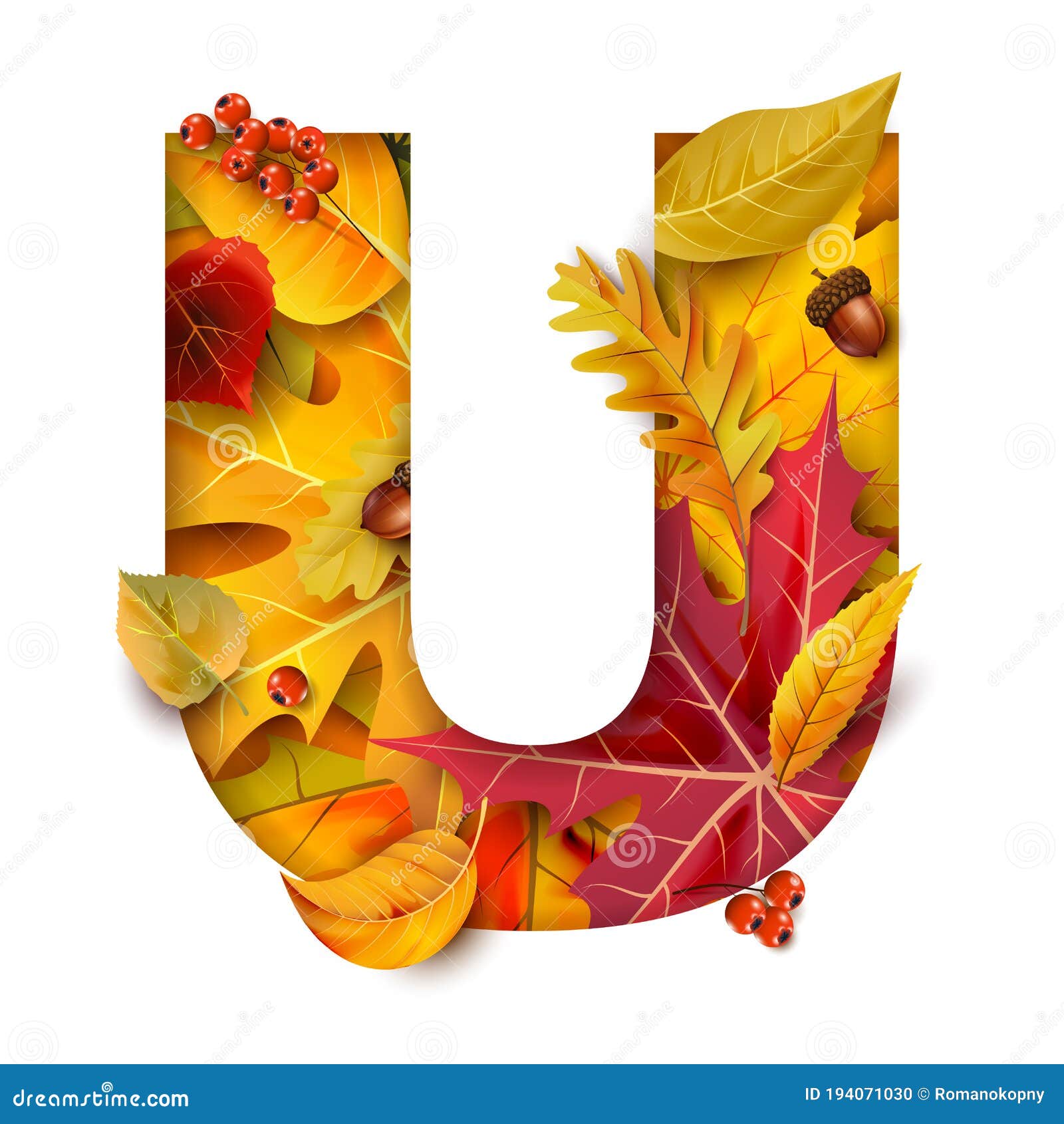 Autumn Stylized Alphabet. Letter U Stock Vector - Illustration of ...