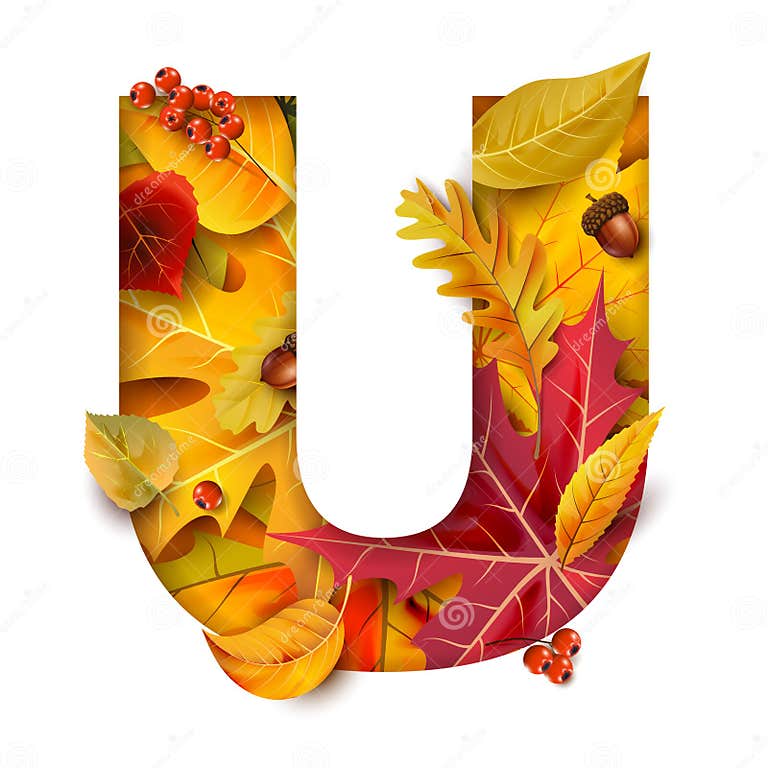 Autumn Stylized Alphabet. Letter U Stock Vector - Illustration of ...