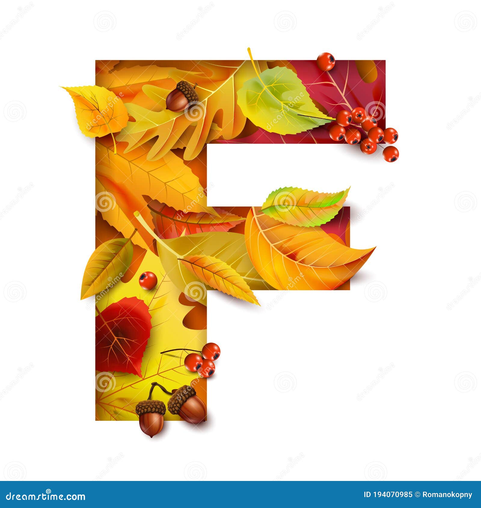 Autumn Stylized Alphabet. Letter F Stock Vector - Illustration of ...