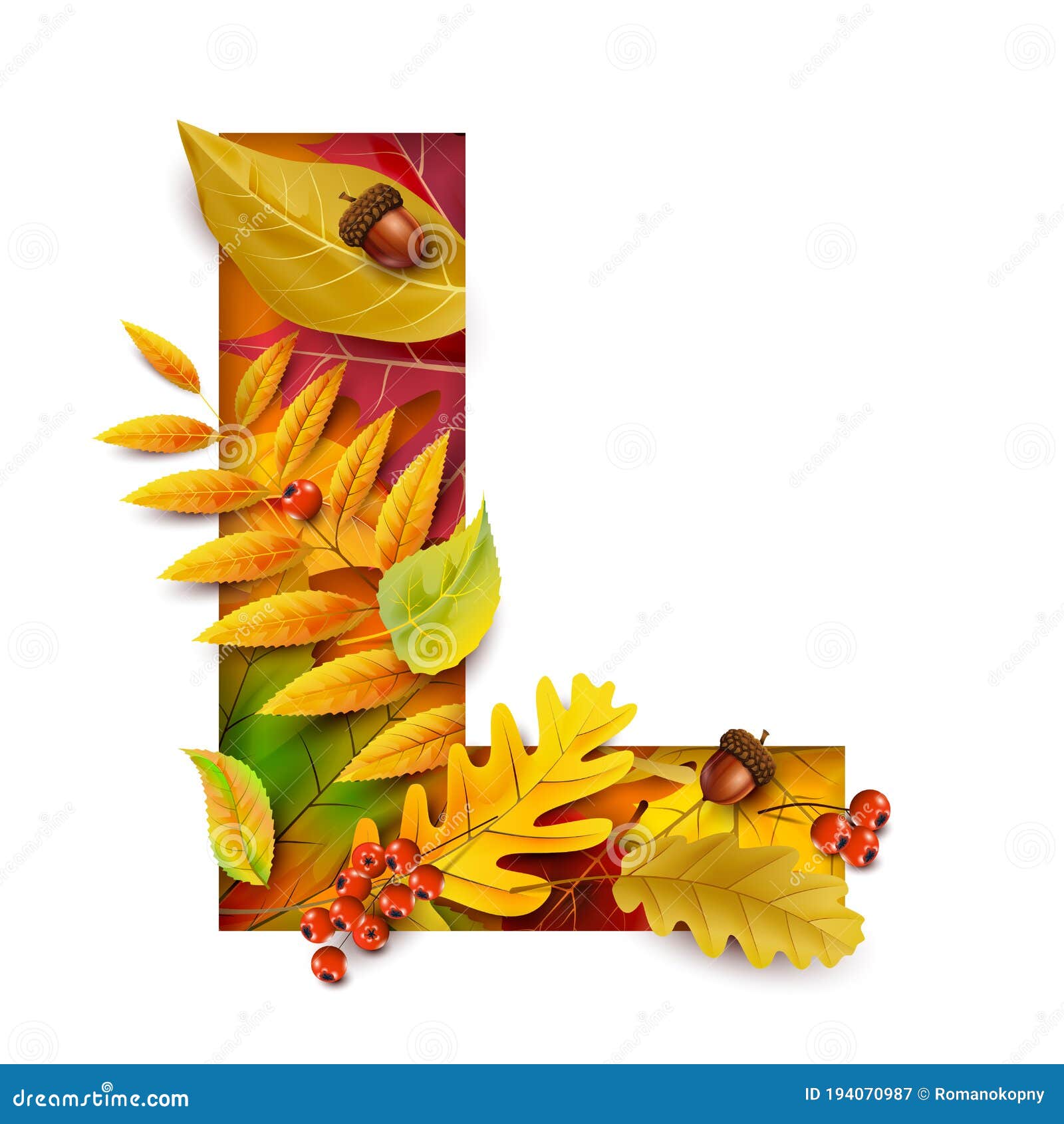Autumn Stylized Alphabet. Letter L Stock Vector - Illustration of ...