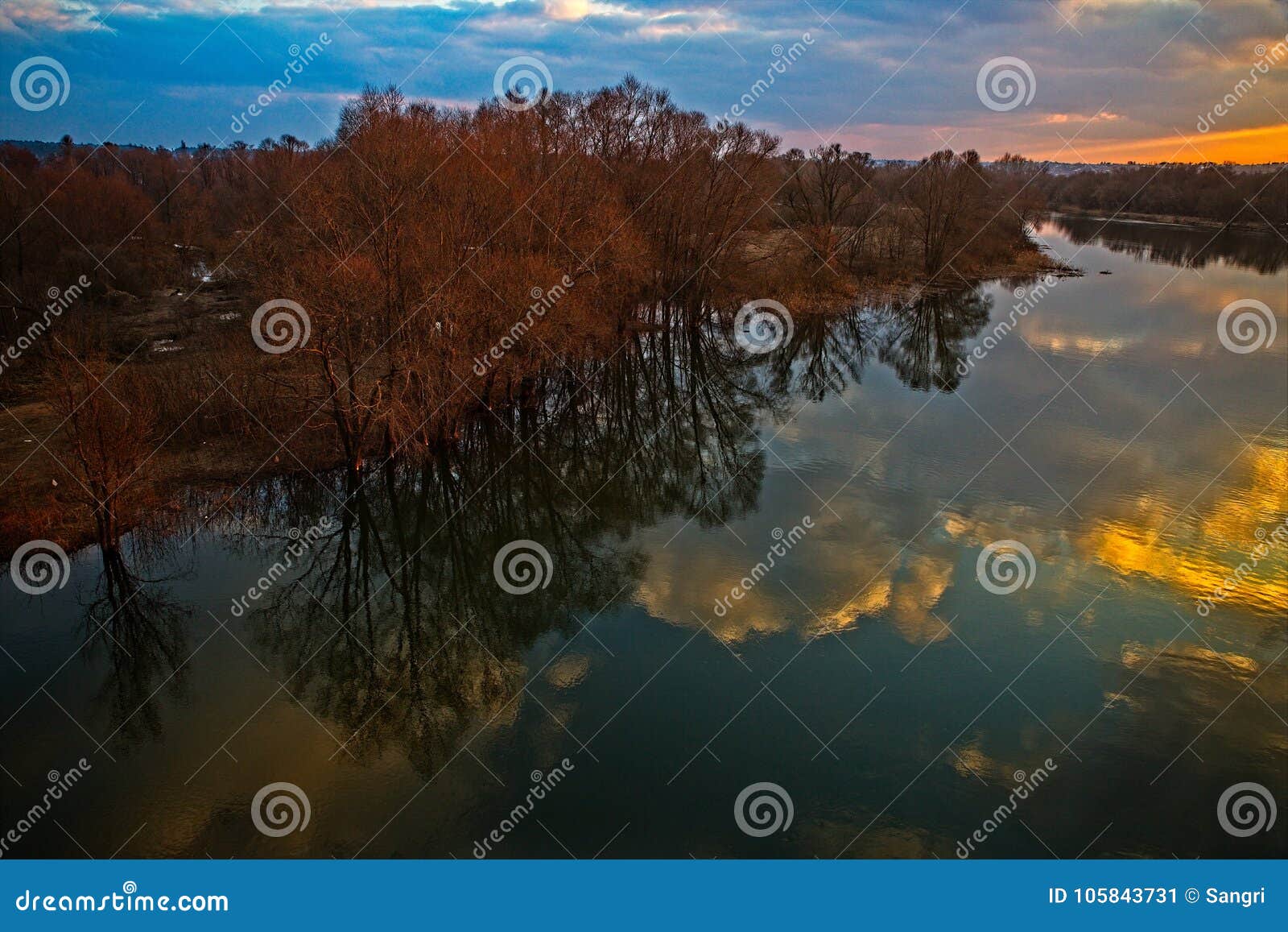 Autumn Sunset Over the River. Stock Image - Image of horizon, scene ...