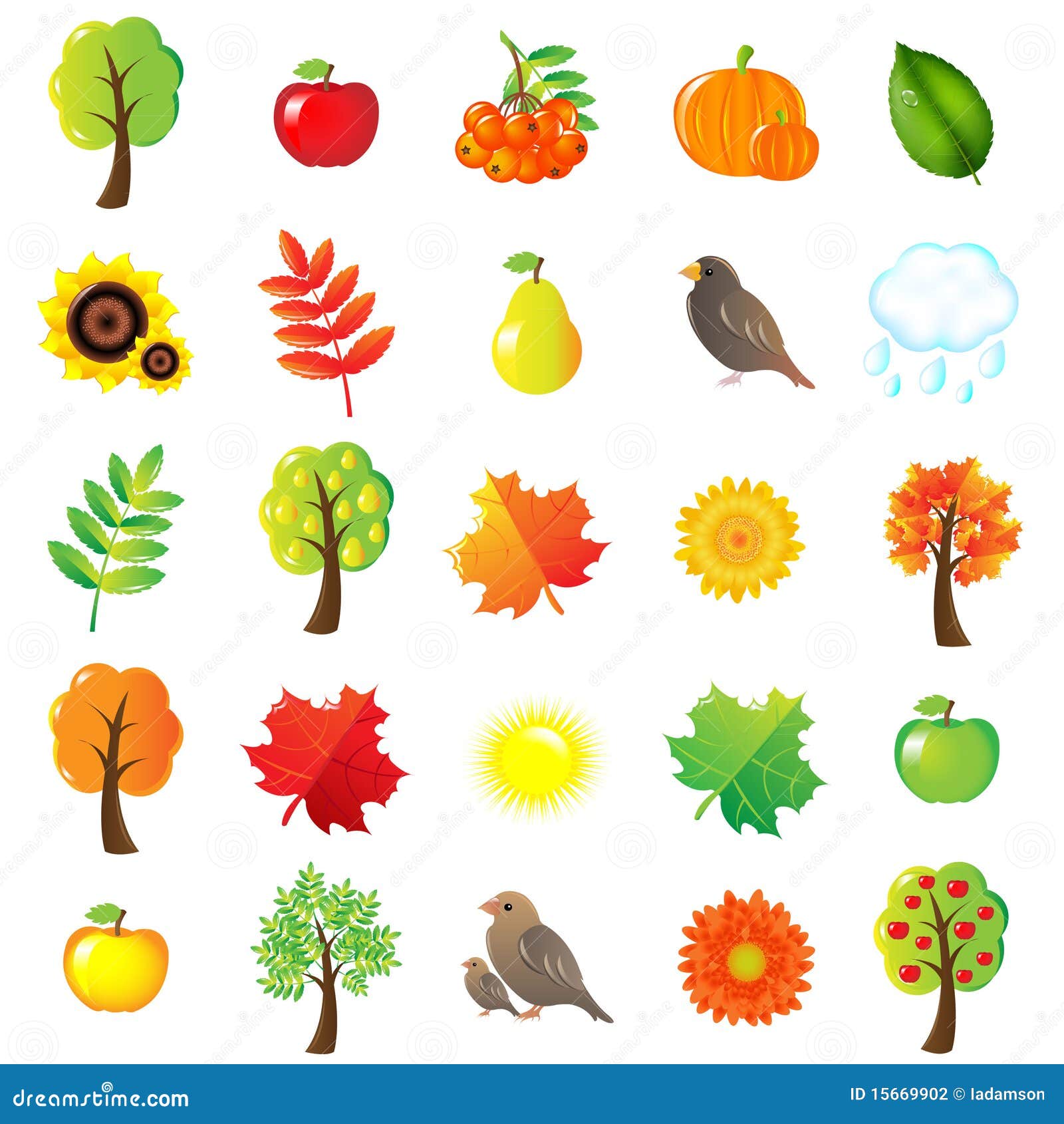 Autumn Symbols and Elements. Vector Stock Vector - Illustration of ...