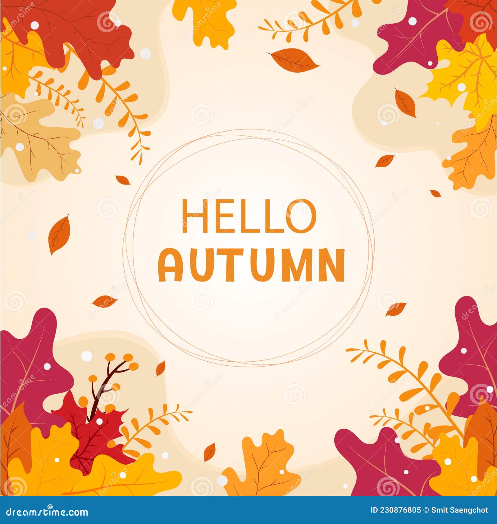 Autumn Template with Fall Maple Leaves Shape on Gradient Background ...