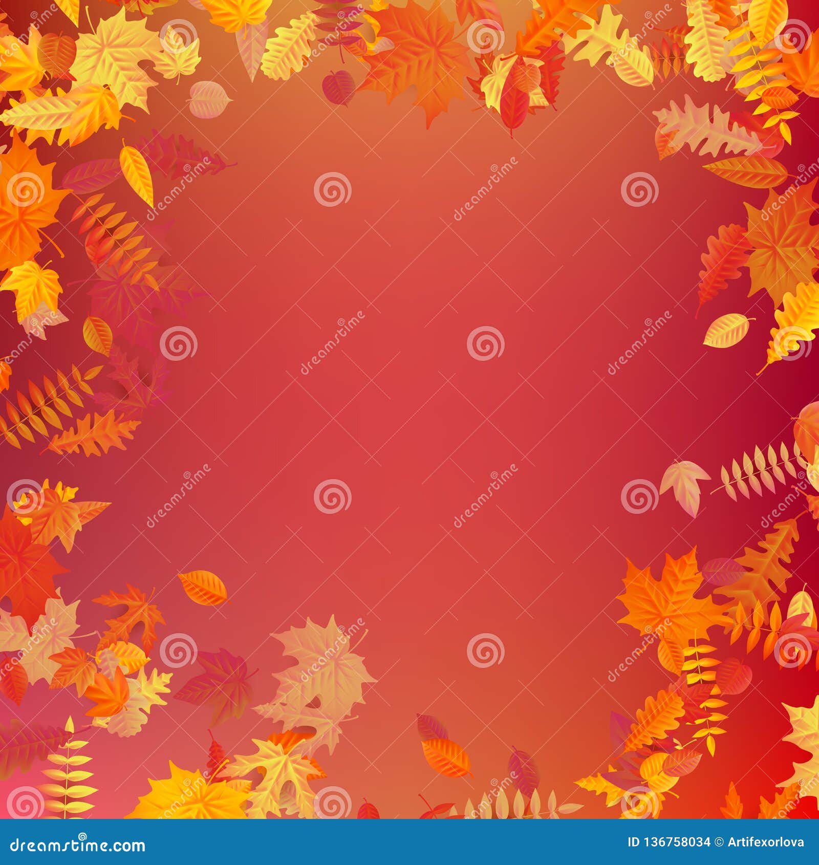Autumn Template Layout Decorate with Leaves. EPS 10 Stock Vector ...