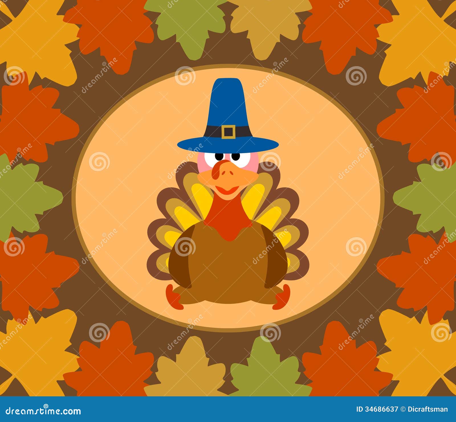 Autumn Thanksgiving Day Background with Turkey Stock Illustration ...