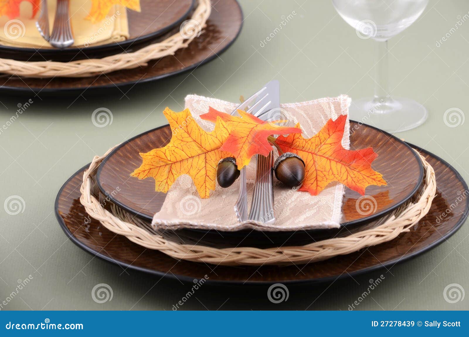 Autumn theme place setting stock image. Image of basket - 27278439