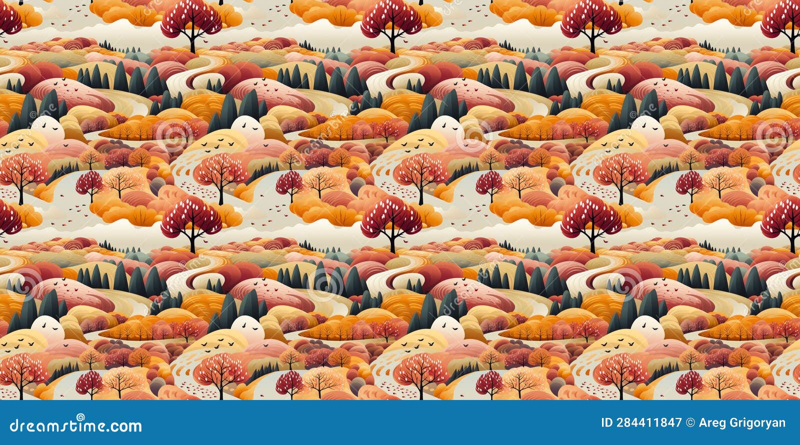 Autumn Theme Seamless Pattern Design Stock Illustration - Illustration ...