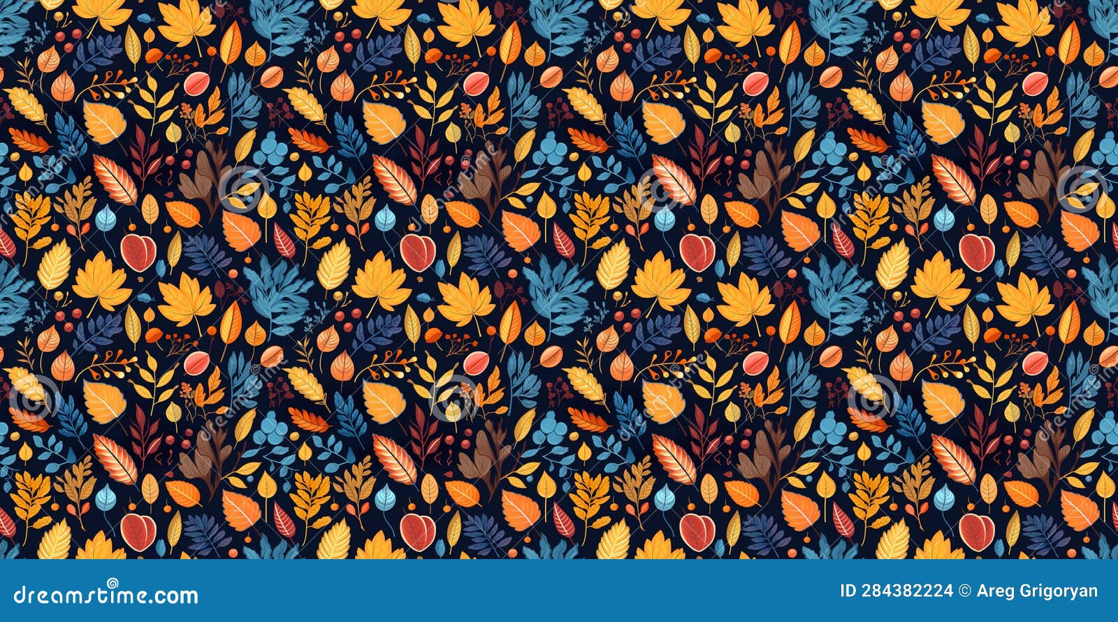 Autumn Theme Seamless Pattern Design Stock Illustration - Illustration ...