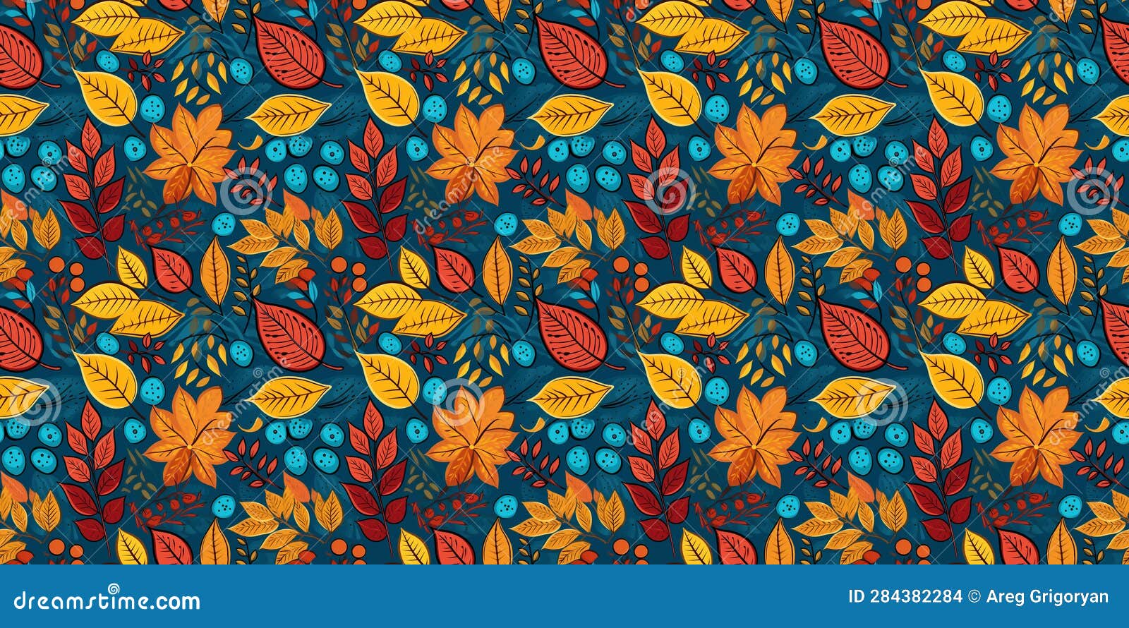 Autumn Theme Seamless Pattern Design Stock Illustration - Illustration ...