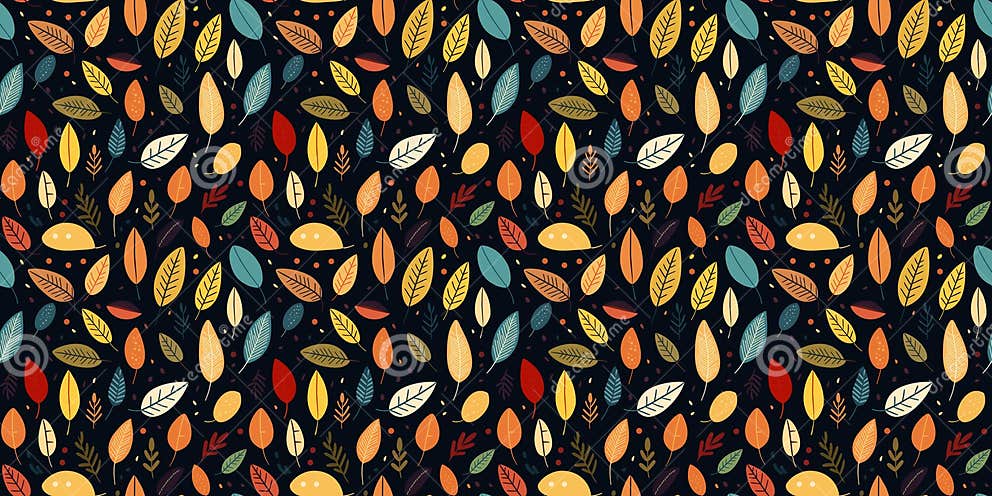 Autumn Theme Seamless Pattern Design Stock Illustration - Illustration ...