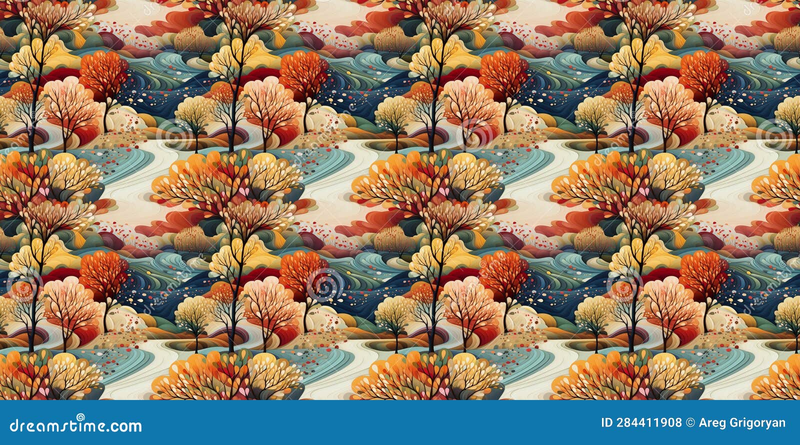 Autumn Theme Seamless Pattern Design Stock Illustration - Illustration ...