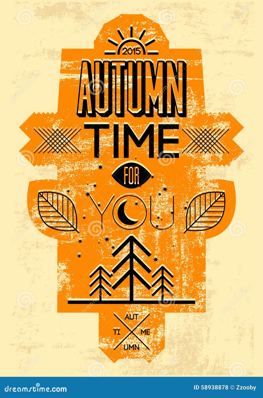 Autumn Time Retro Grunge Poster. Vector Typographical Design. Stock ...