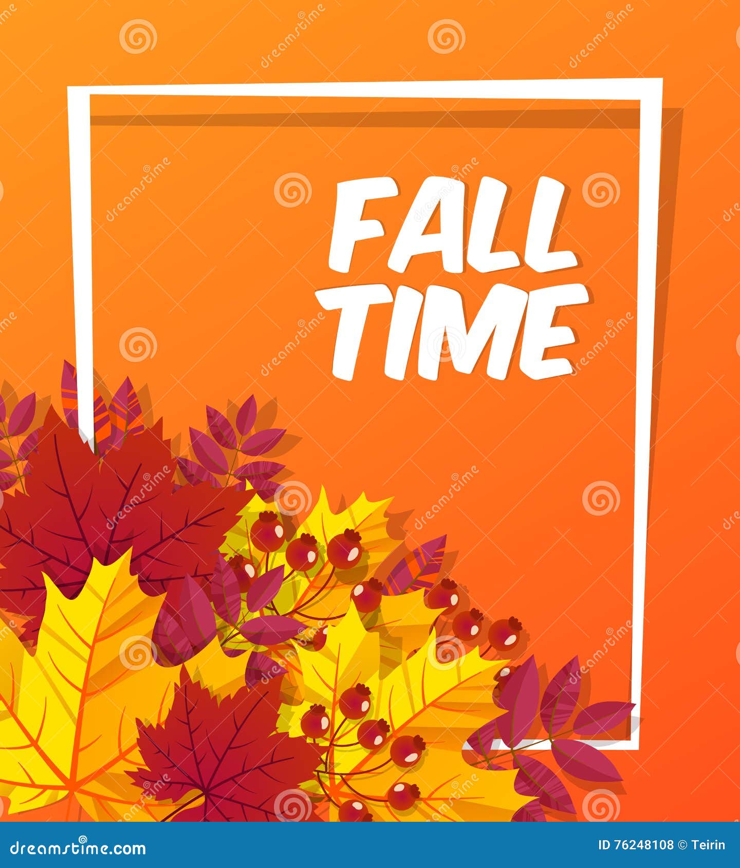 Autumn Time Seasonal Banner Design. Fall Leaf. Vector Illustration ...