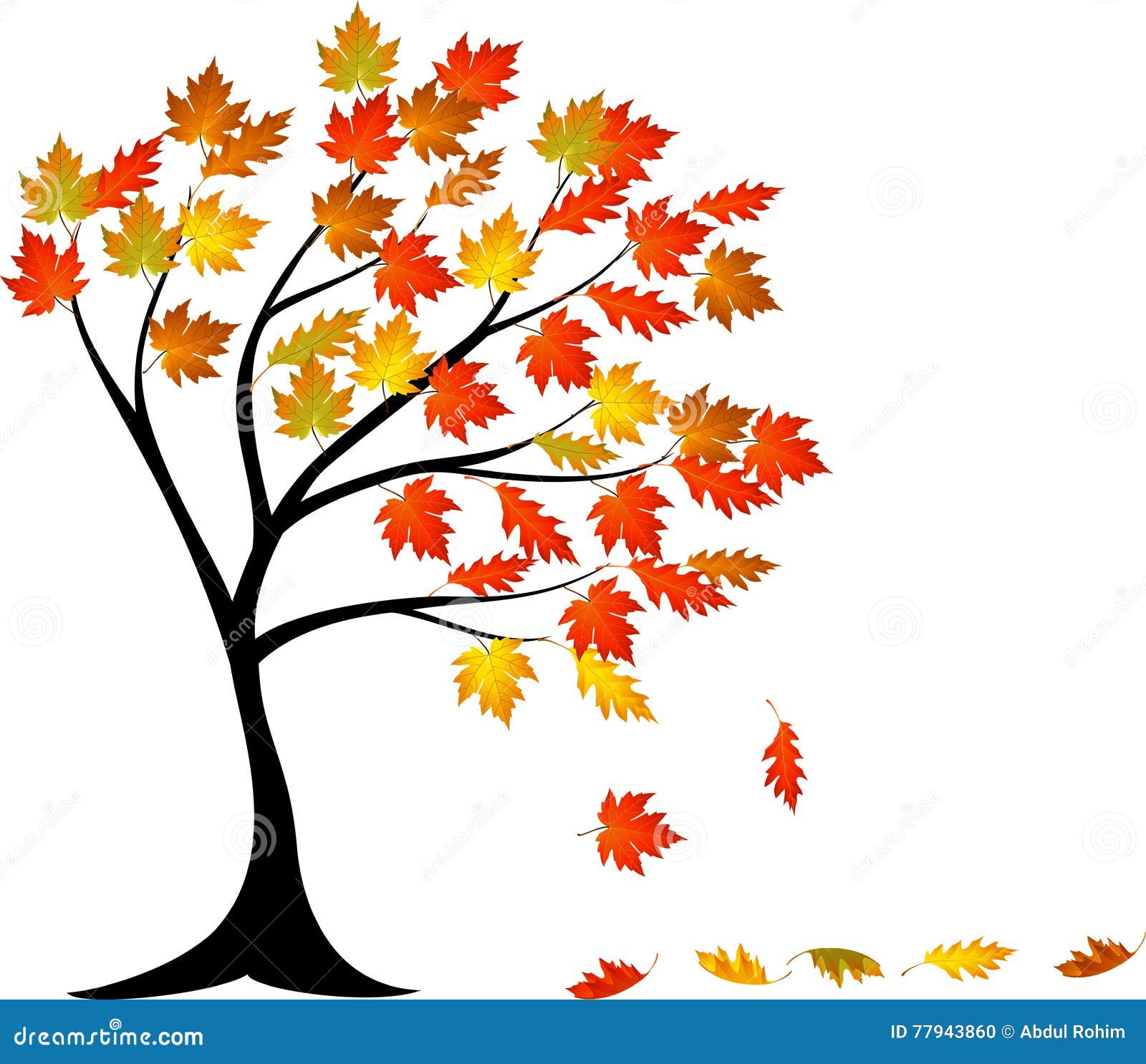 Autumn tree cartoon stock vector. Illustration of bright - 77943860
