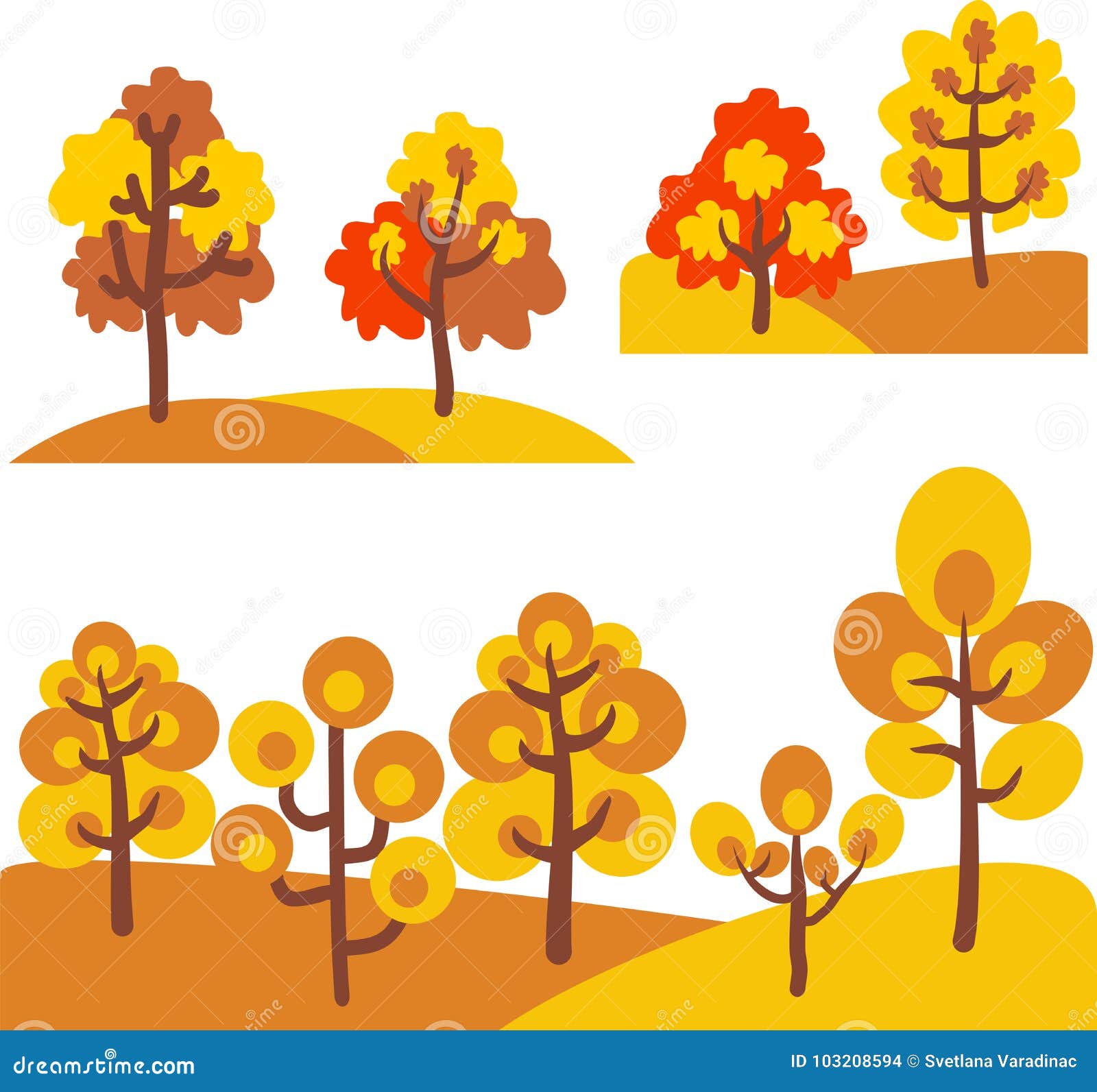Vector Autumn Tree Clip Art. Stock Vector - Illustration of cartoon ...