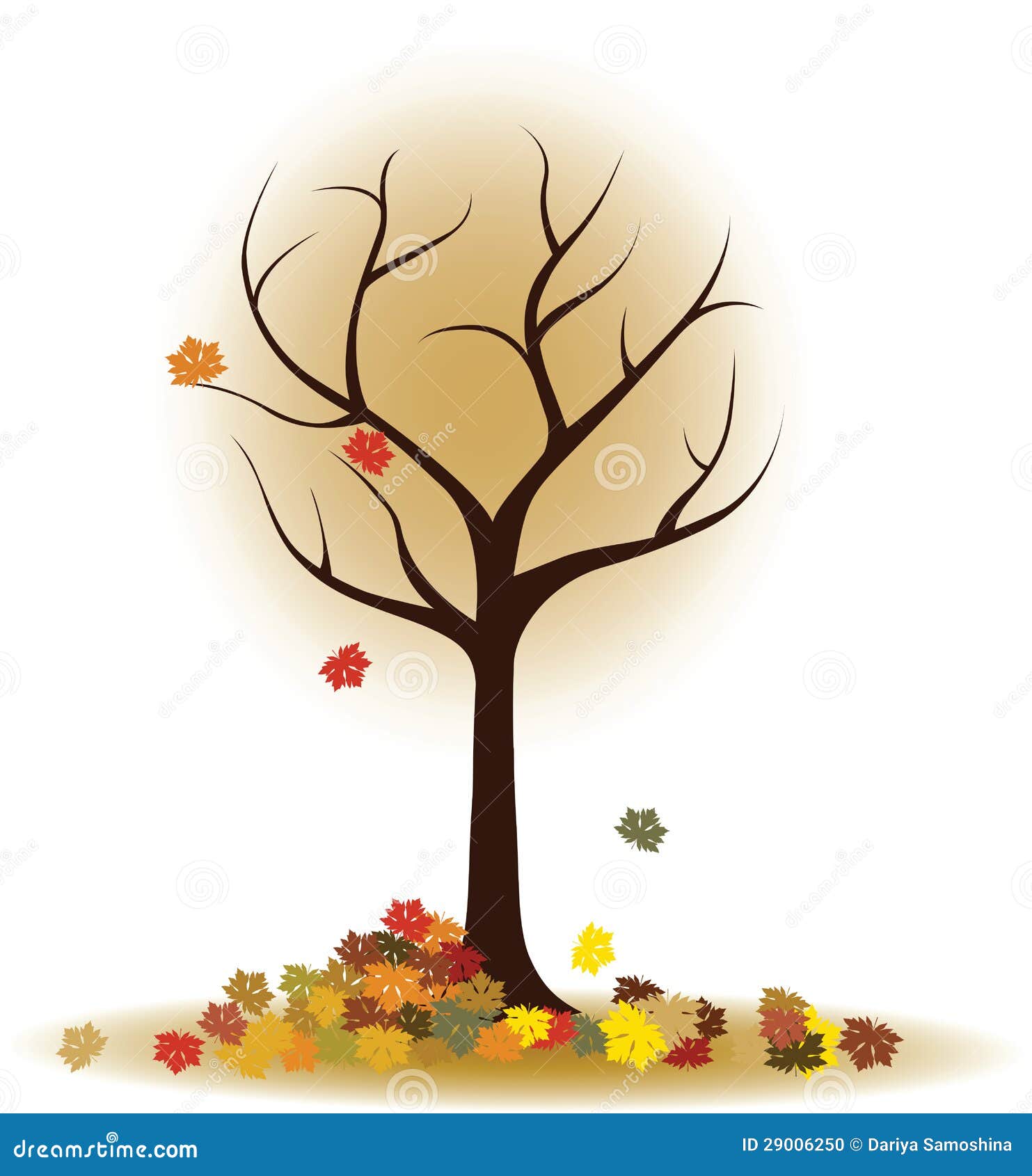 Autumn Tree with Falling Leaves, Maple Leaves Stock Illustration ...