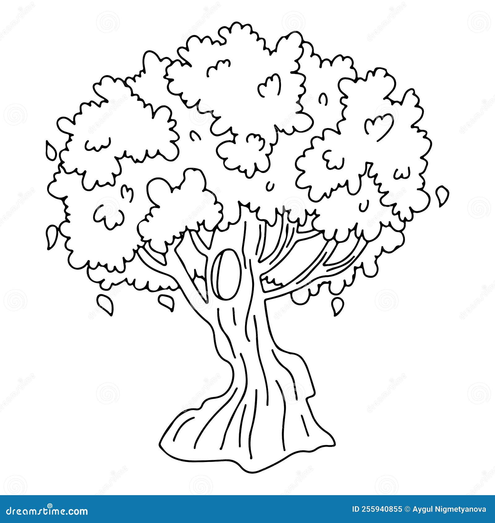 Autumn Tree in Hand Drawn Doodle Style. Sketch Tree with a Thick Trunk ...