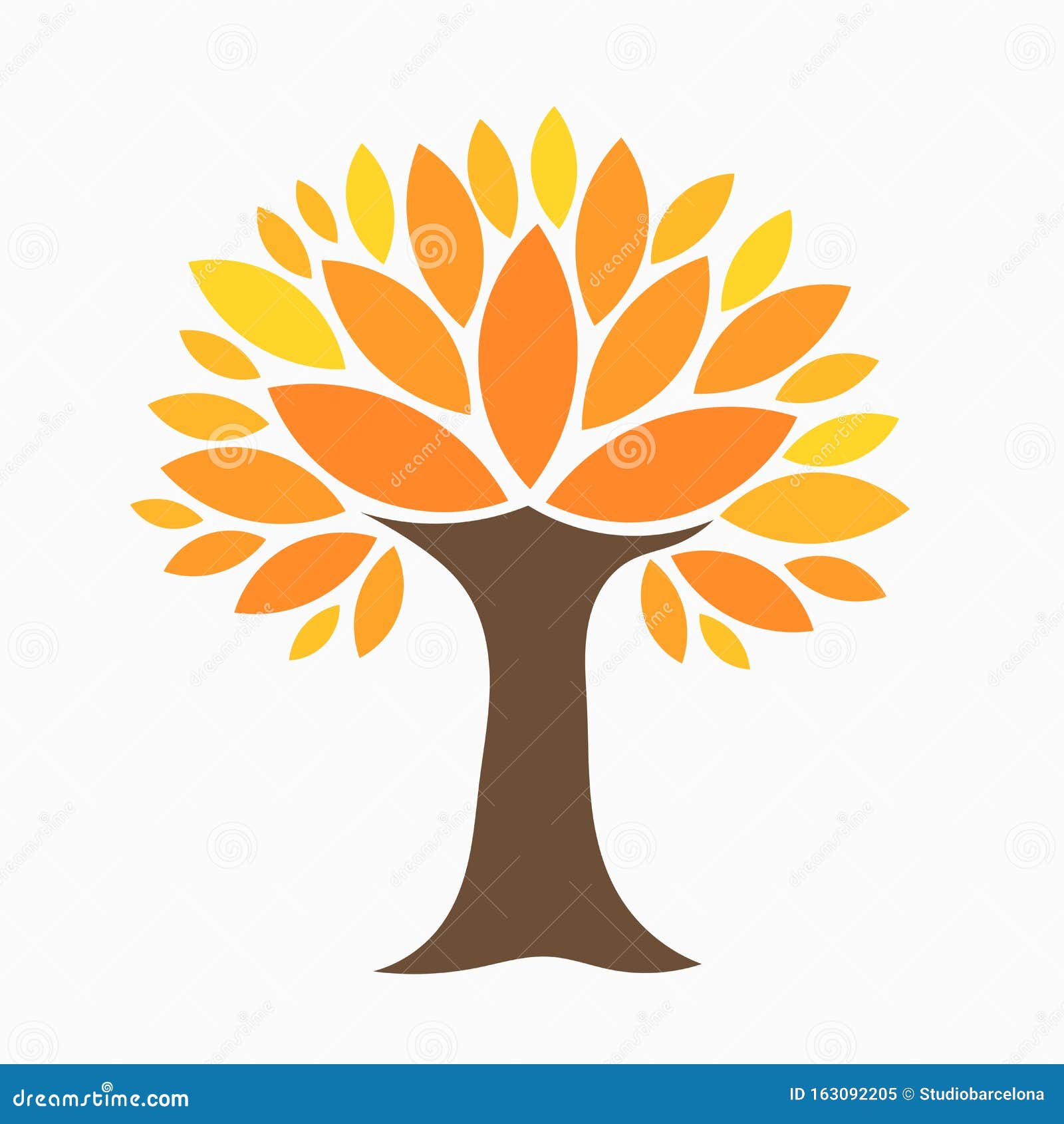 Autumn tree icon stock vector. Illustration of orange - 163092205