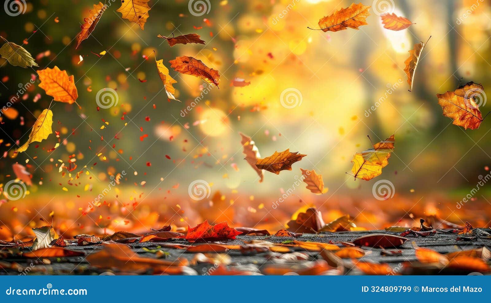 Autumn Tree Leaves Falling To Ground in Park Stock Illustration ...