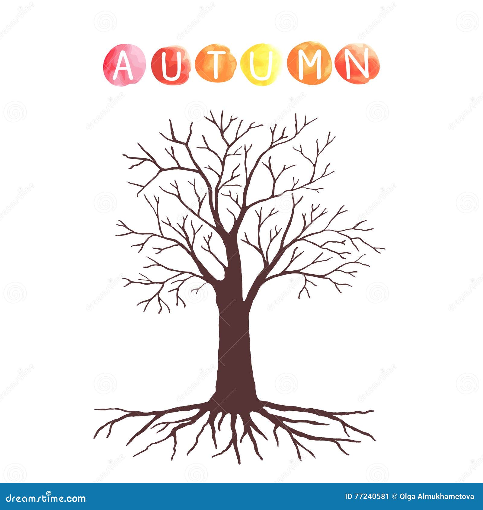 Autumn Tree with without Leaves. Stock Vector - Illustration of card ...