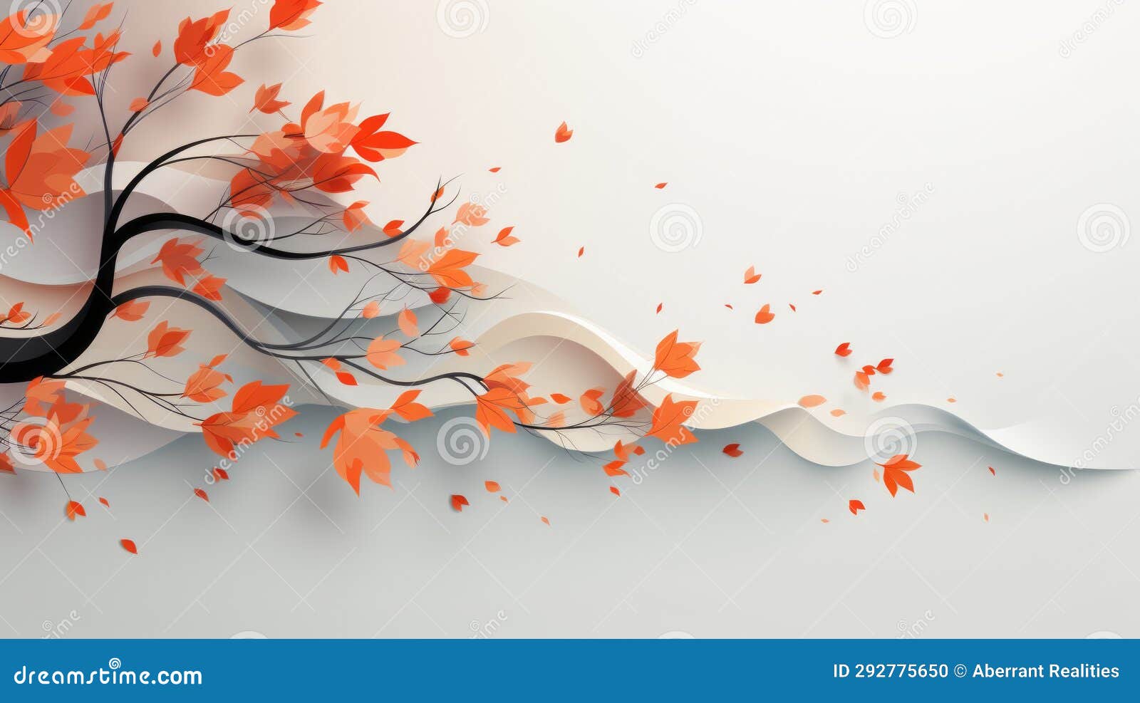Autumn Tree with Autumn Leaves on White Background Stock Illustration ...