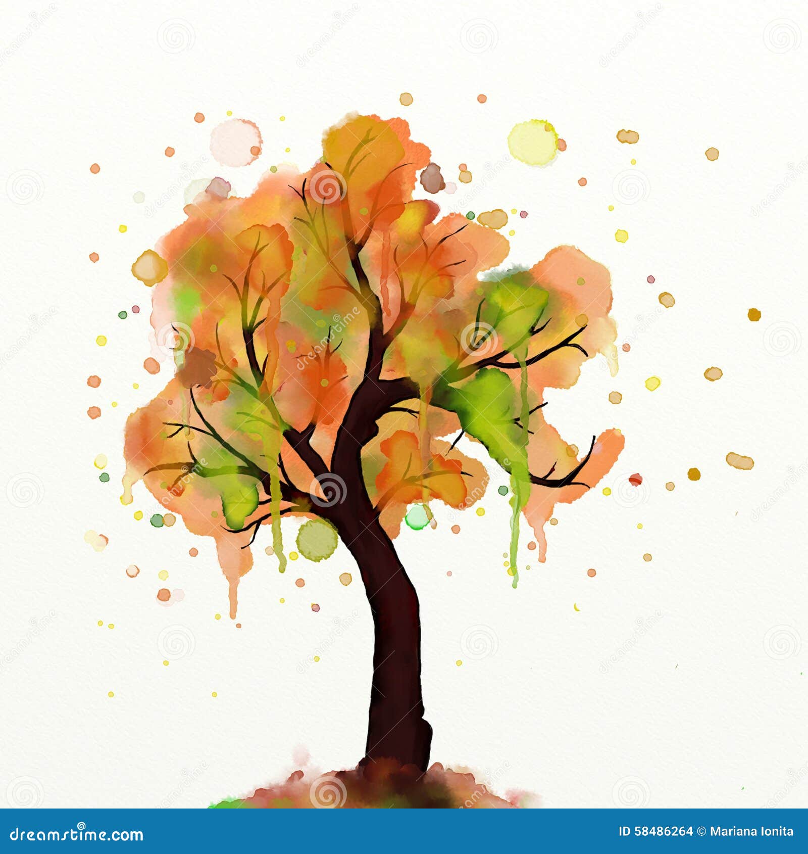 Autumn tree painting stock illustration. Illustration of watercolour ...