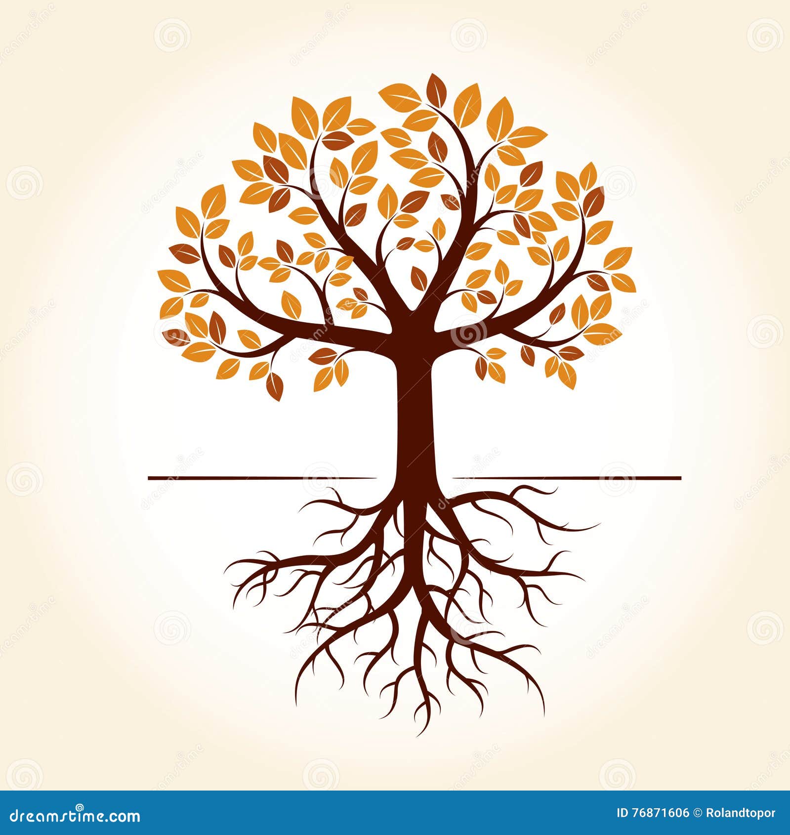 Autumn Tree and Roots. Vector Illustration Stock Illustration ...