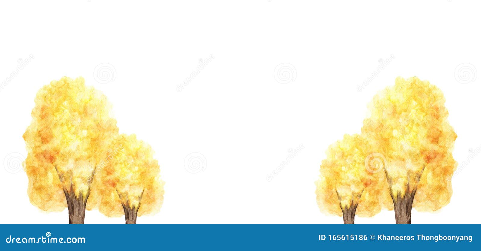 Autumn Tree with Space for Text, Watercolor Painting. Stock ...