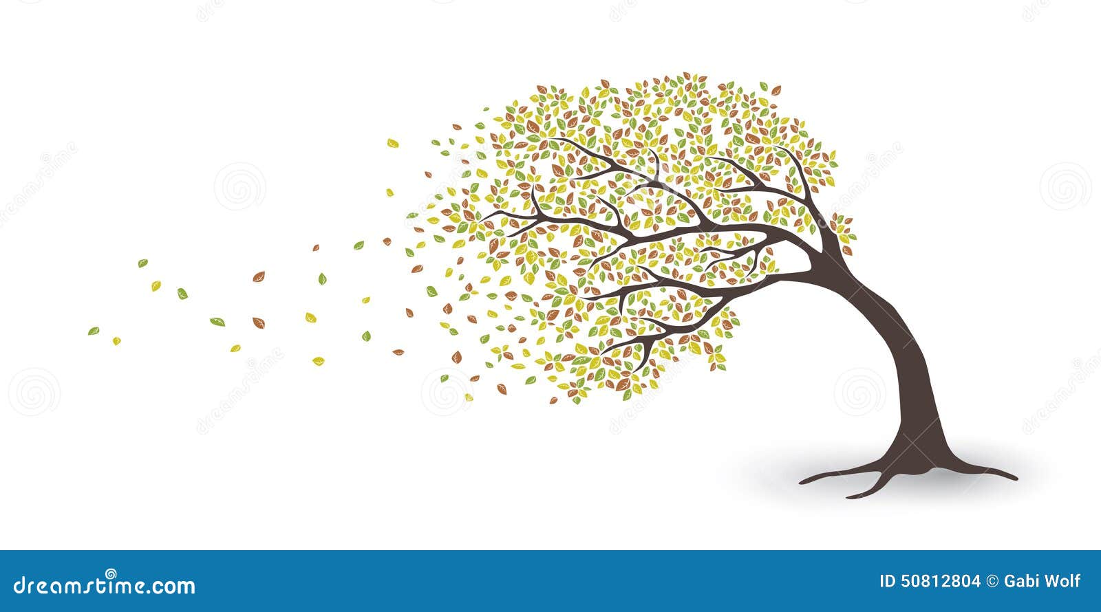 Autumn tree in the storm stock vector. Illustration of deciduous - 50812804