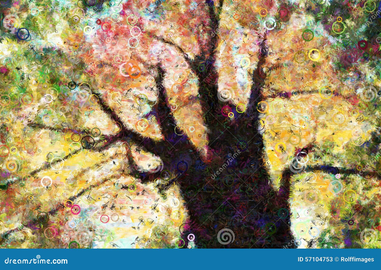 Autumn Trees Canopy Painting Stock Illustration - Illustration of ...