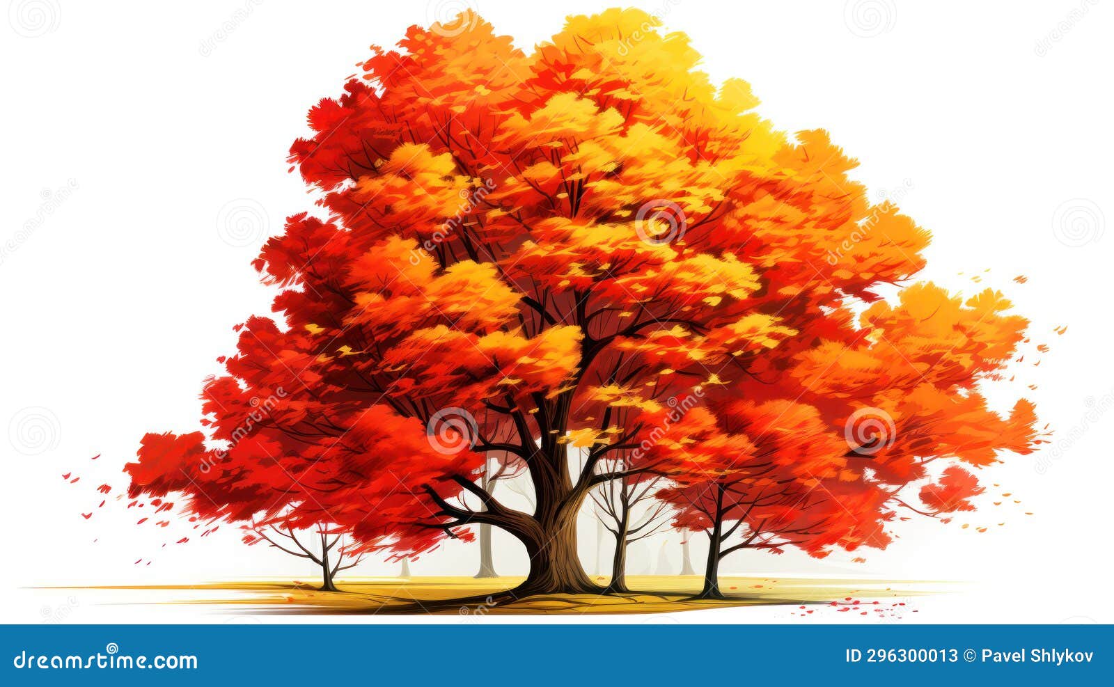 Autumn Trees, 2d Design, White Background. Stock Image - Image of ...