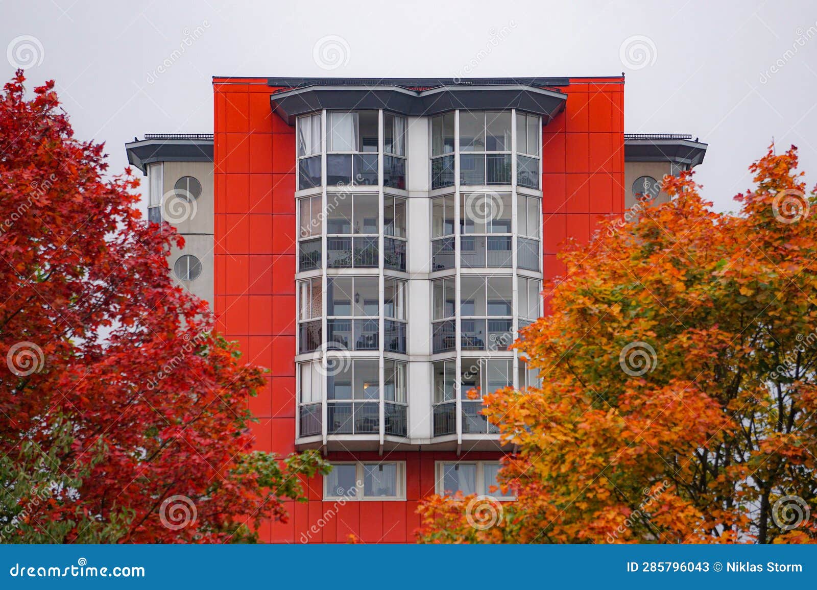 Autumn Trees in Front of a Building Stock Image - Image of front ...