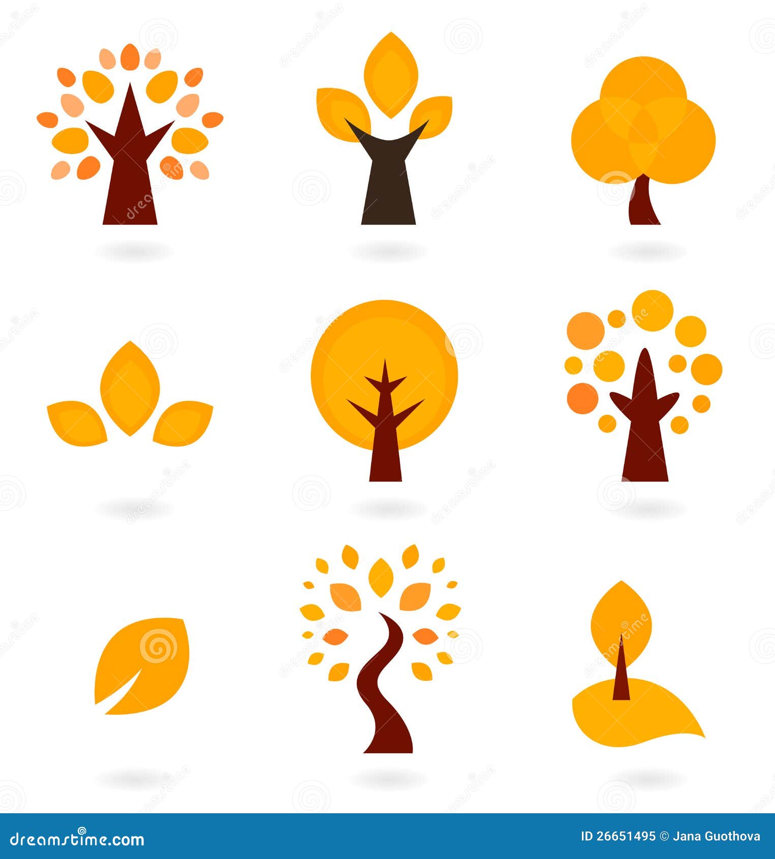 Autumn trees icons stock vector. Illustration of background - 26651495