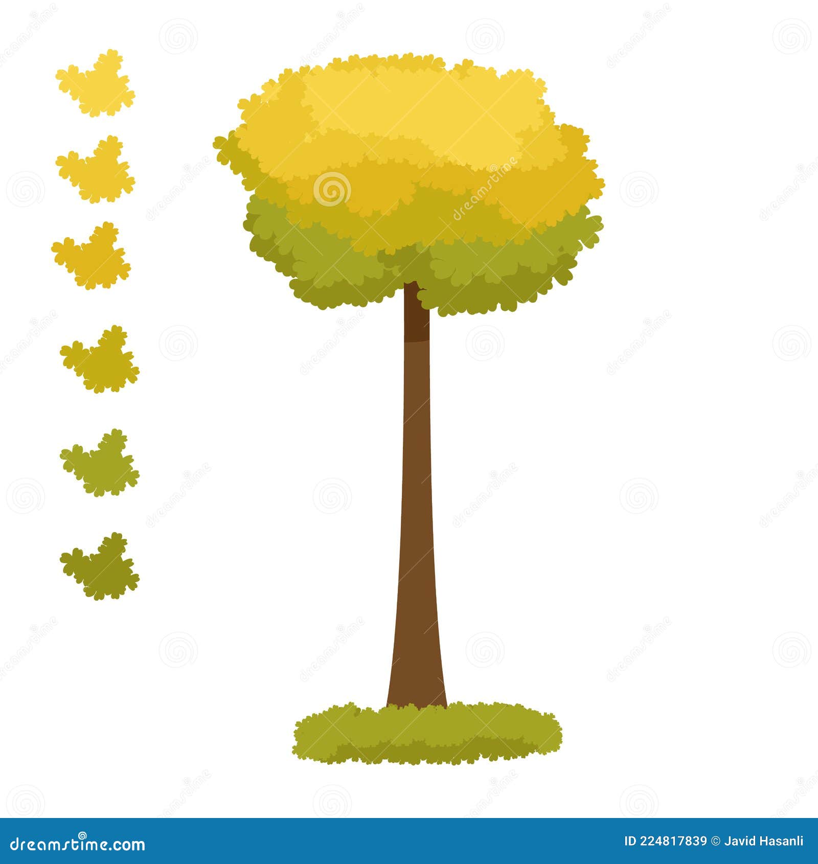 Autumn Trees, Isolated on White Background. Simple Collection of Autumn ...