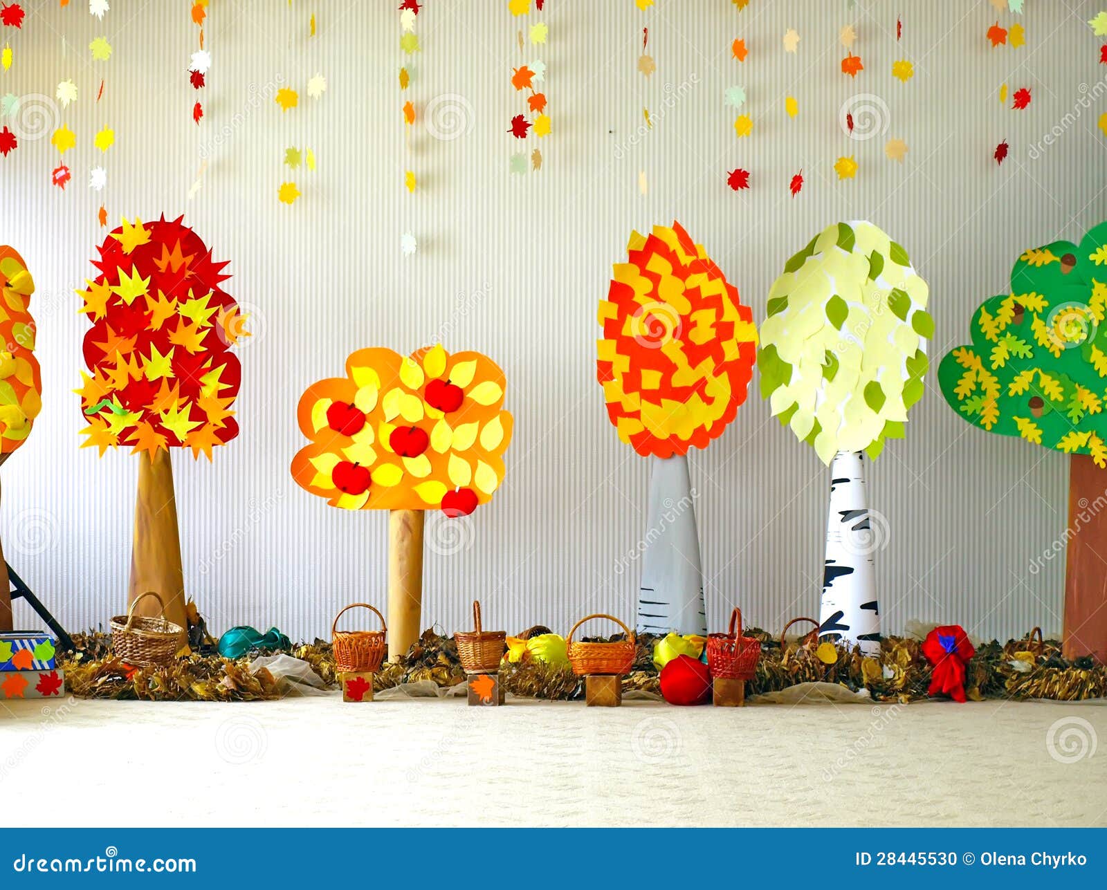 Autumn Trees and Leaves of Paper. Stock Photo - Image of autumn, apple ...