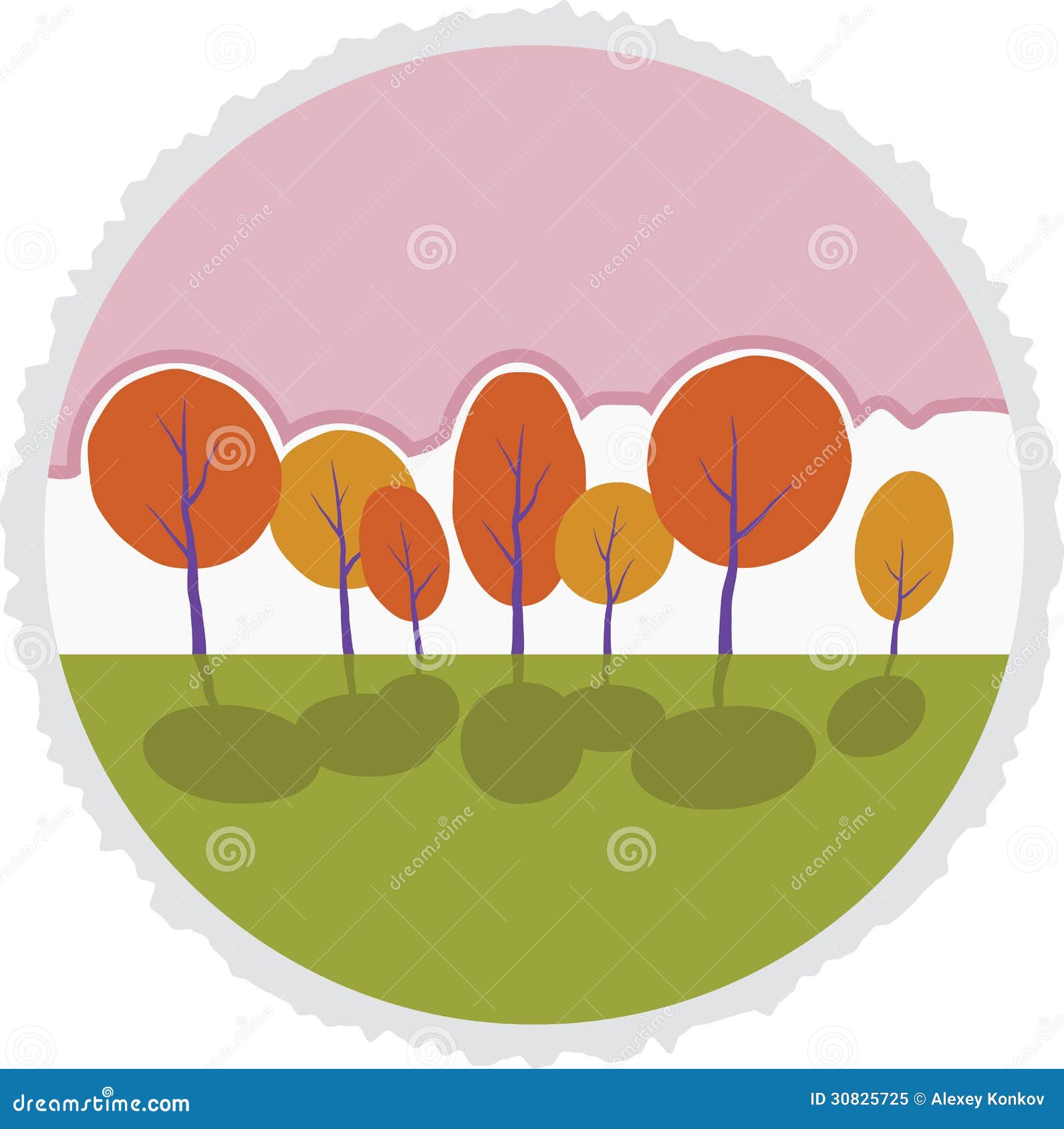 Autumn Trees in Park. Vector Cartoon Landscape. Stock Illustration ...